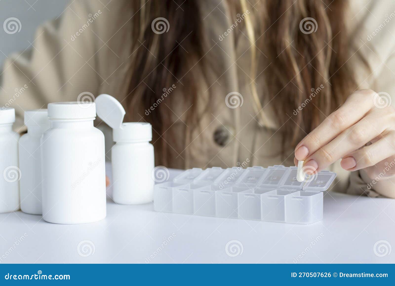 Pill Box for Senior Patient. Medicine Container Stock Photo - Image of ...