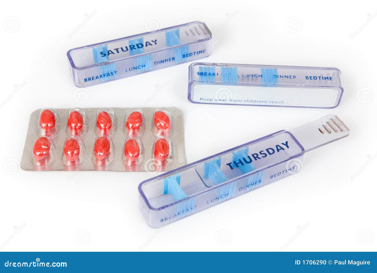 Pill boxes with pills stock photo. Image of compartment - 1706290
