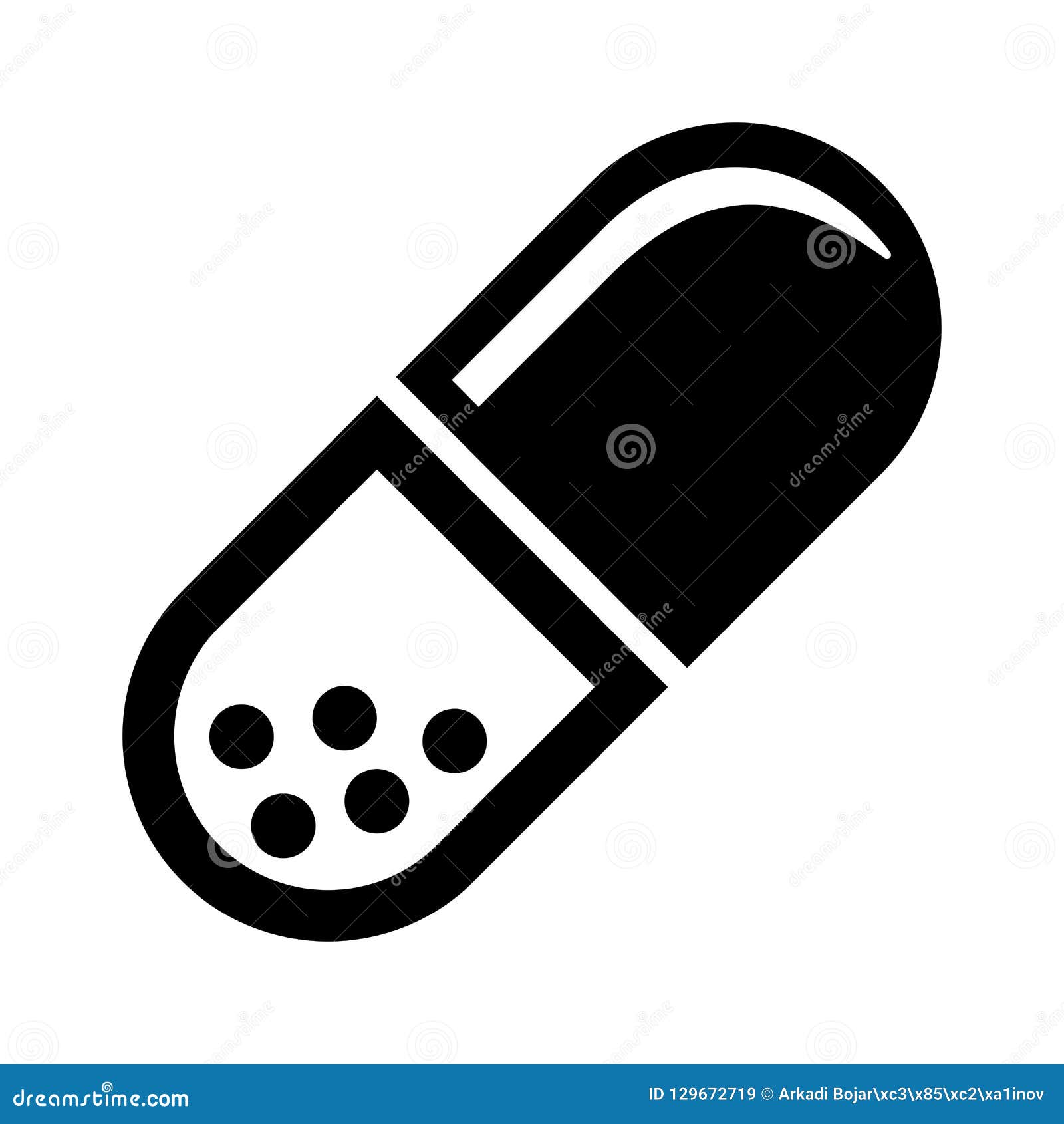 Pill capsule vector icon stock vector. Illustration of gelatin - 129672719
