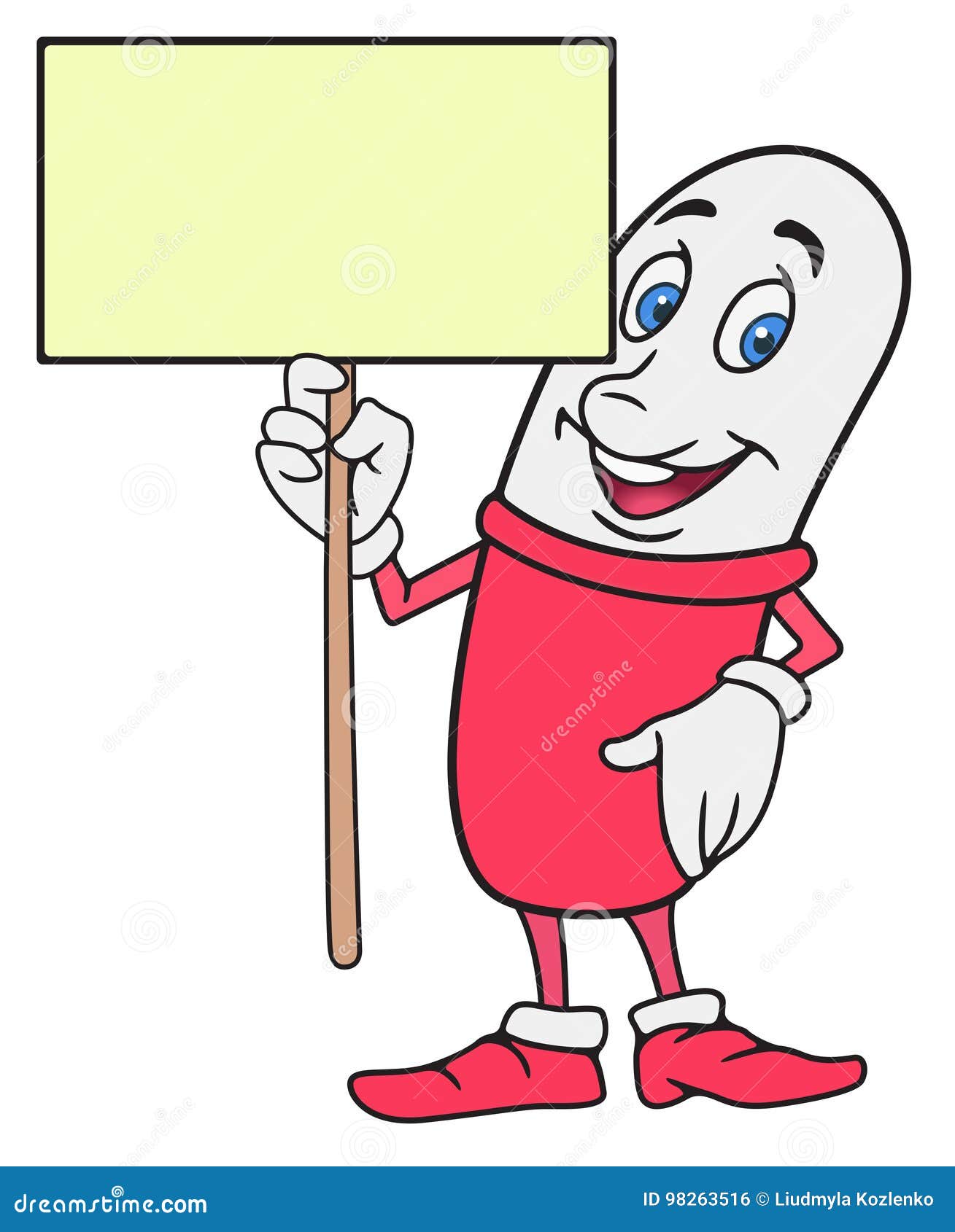 Pill Cartoon Character stock vector. Illustration of medicine - 98263516