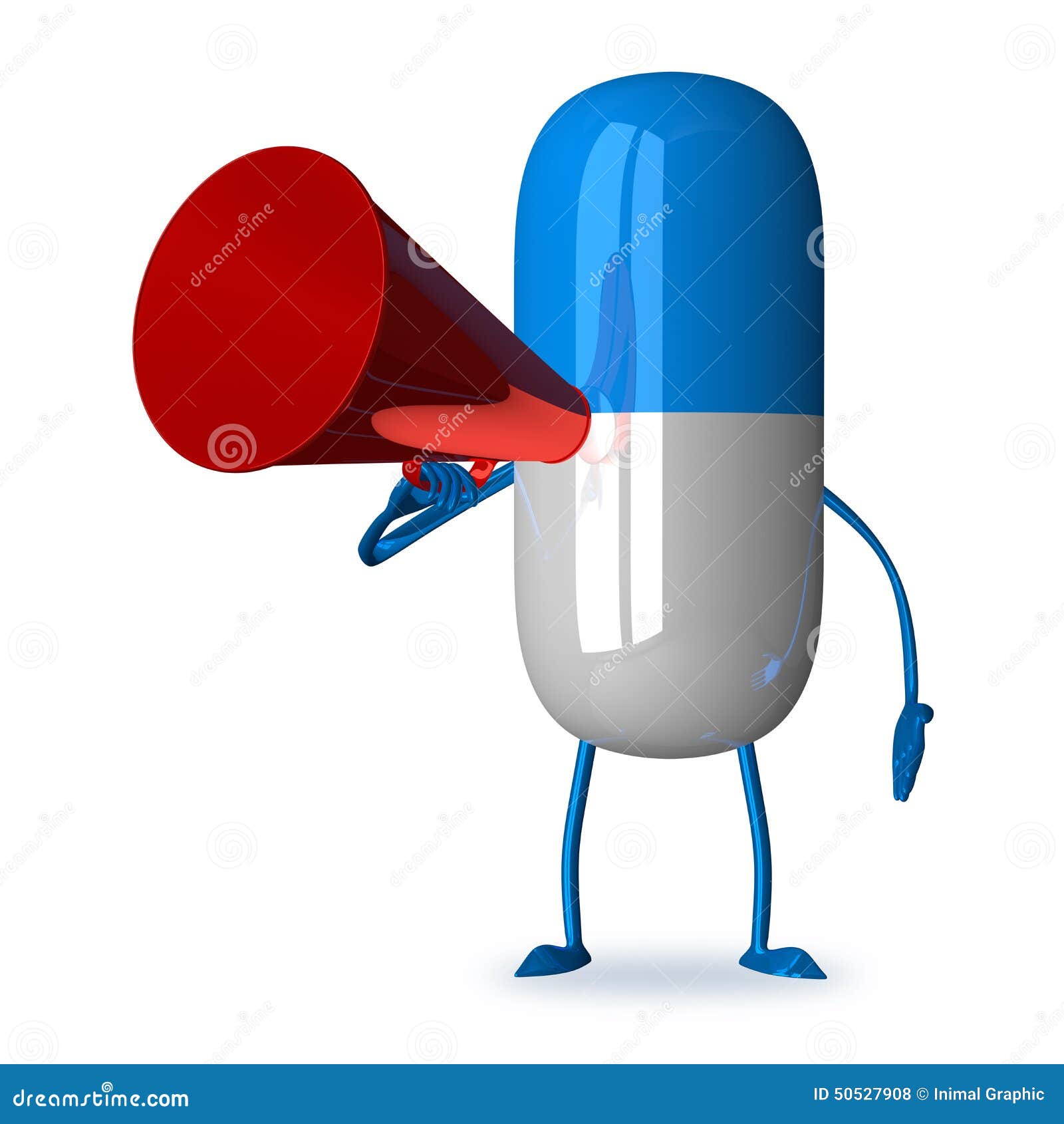 Pill Character with Megaphone Stock Illustration - Illustration of ...