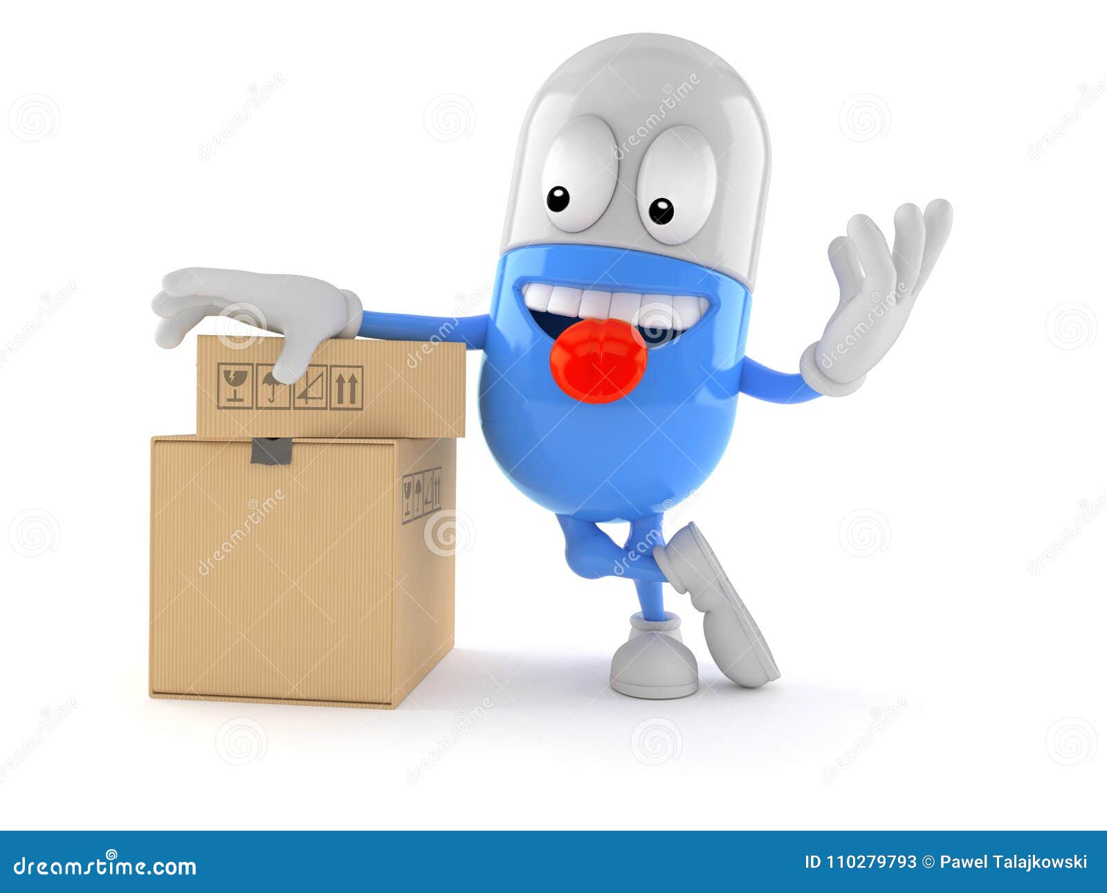 Pill Character With Stack Of Boxes Royalty-Free Stock Photo ...