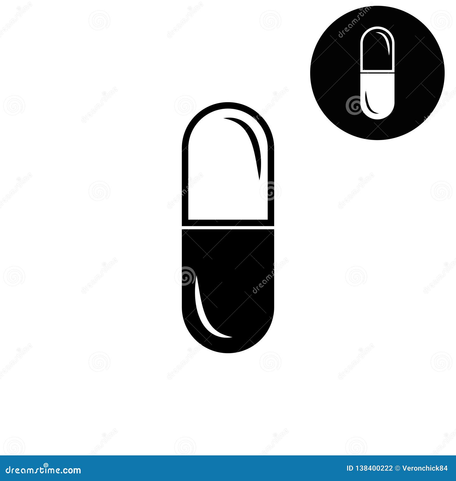 Pill - white vector icon stock vector. Illustration of outline - 138400222
