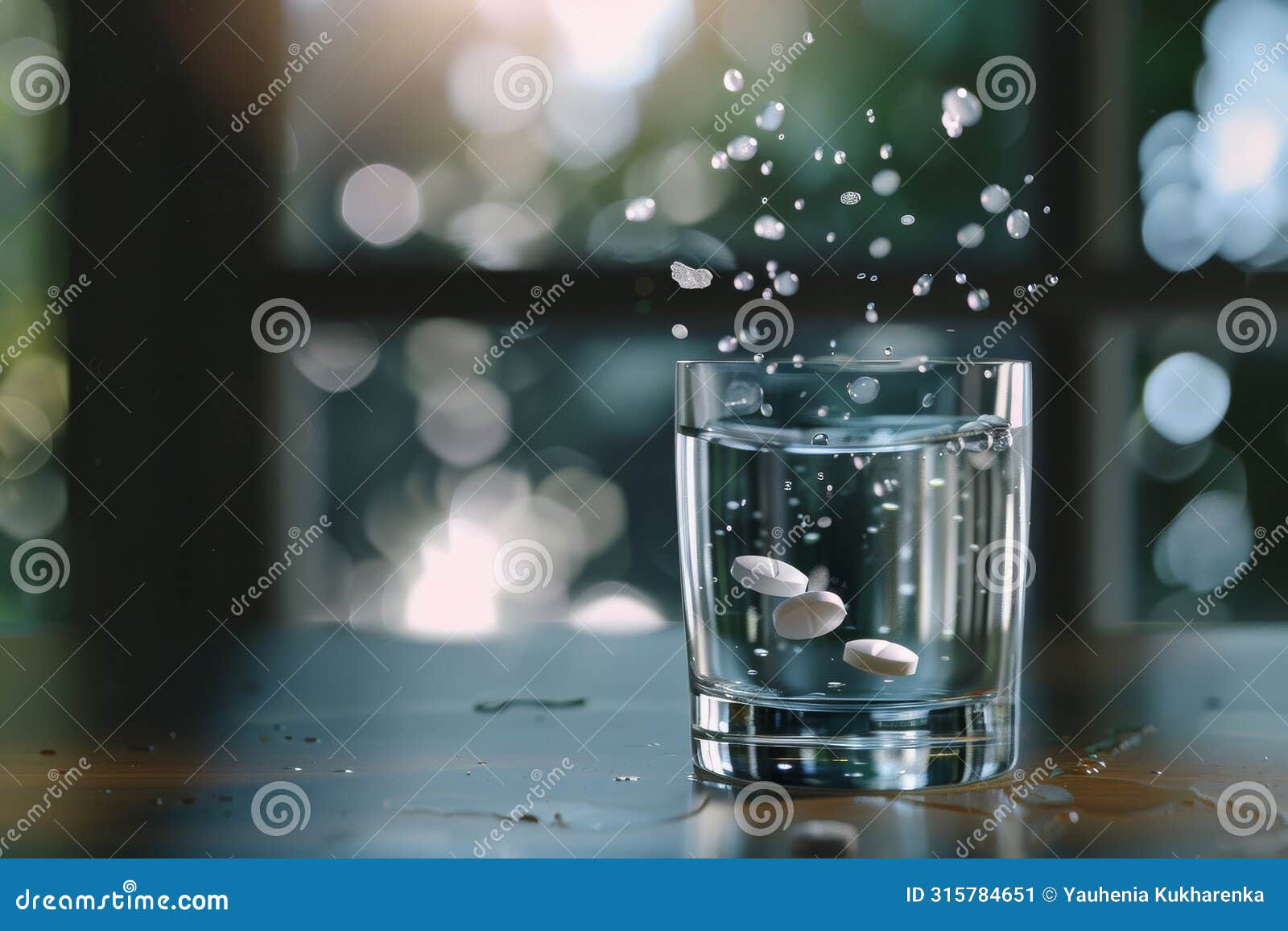 Pill dissolving in water stock illustration. Illustration of particles ...