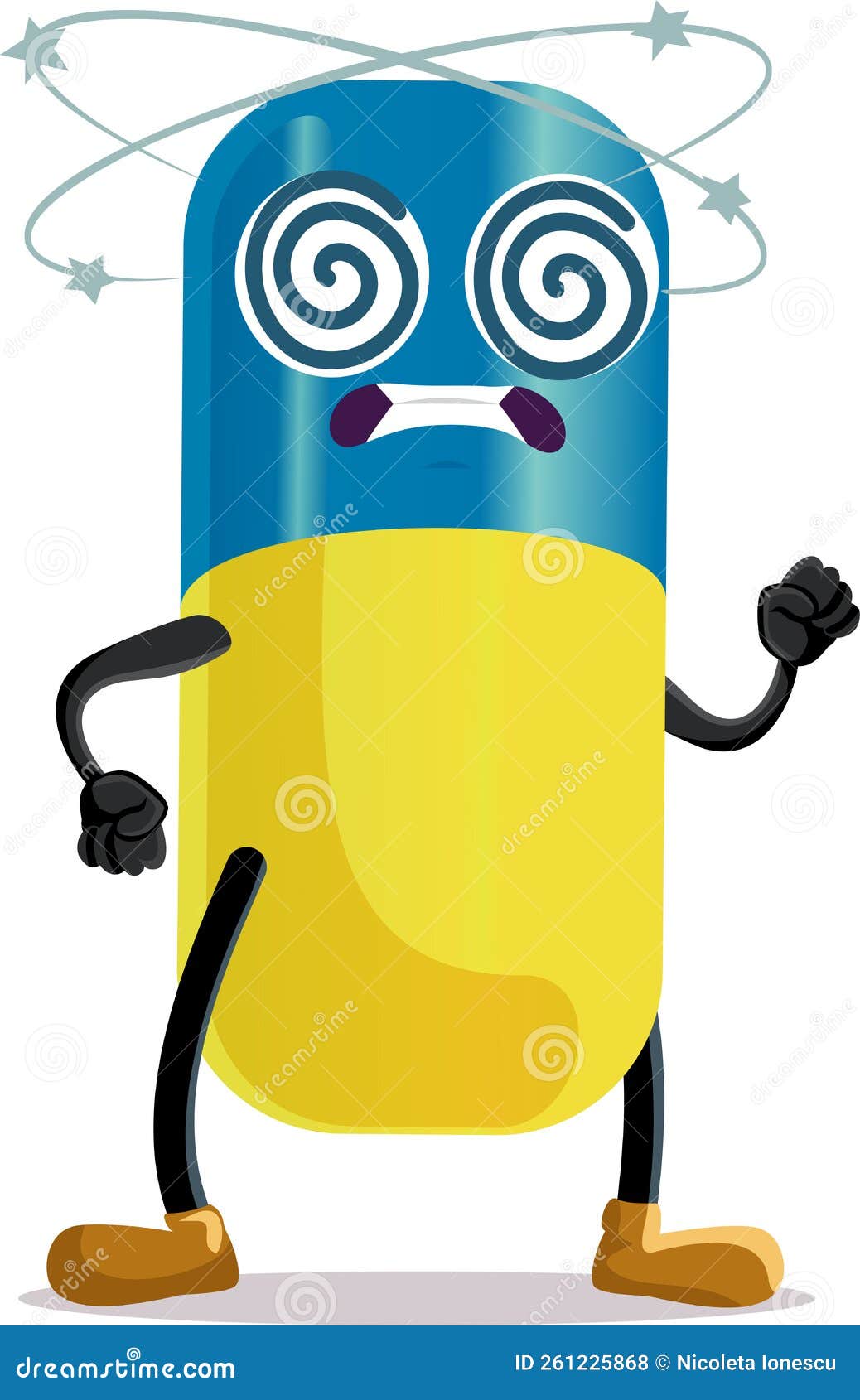 Pill Experiencing Side Effects Vector Cartoon Illustration Stock Vector ...