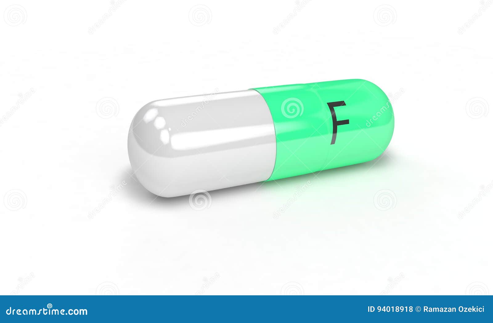 Pill F Isolated on the White, 3d Render Stock Illustration ...