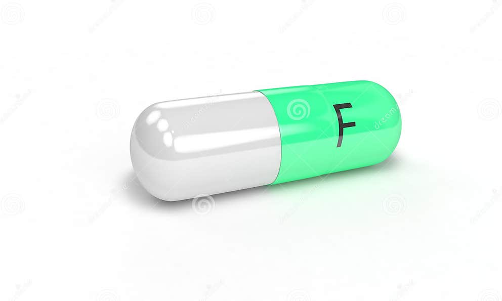 Pill F Isolated on the White, 3d Render Stock Illustration ...