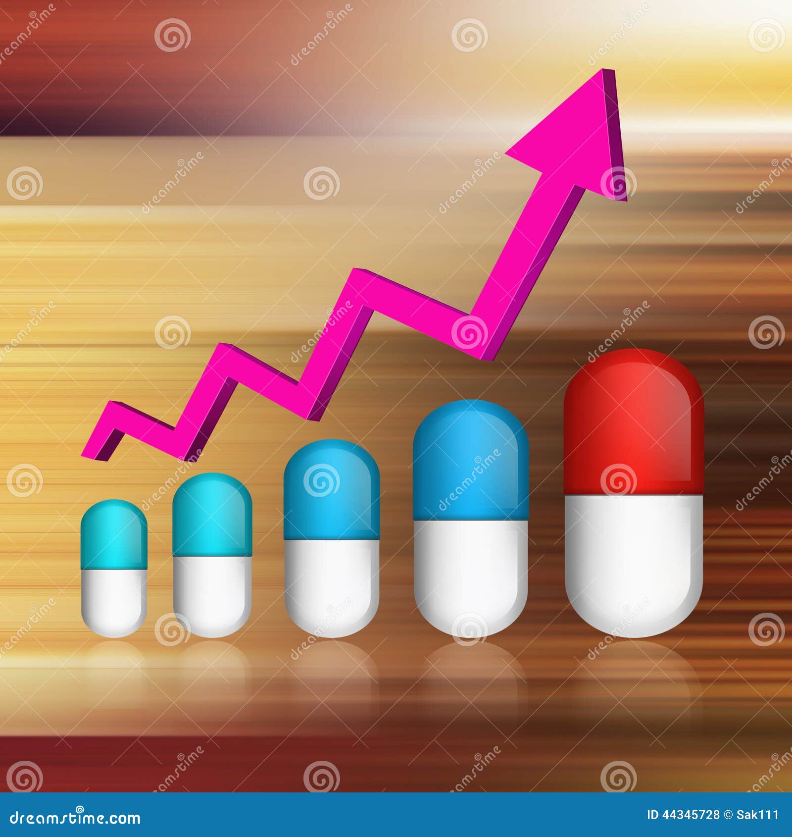 Pill with Graph on Abstract Background Stock Illustration ...