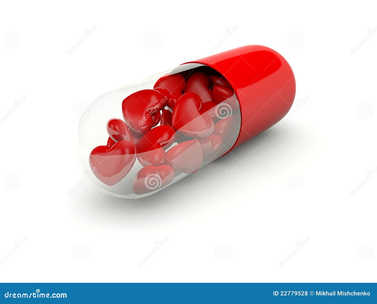 Pill with hearts inside stock illustration. Illustration of isolated ...