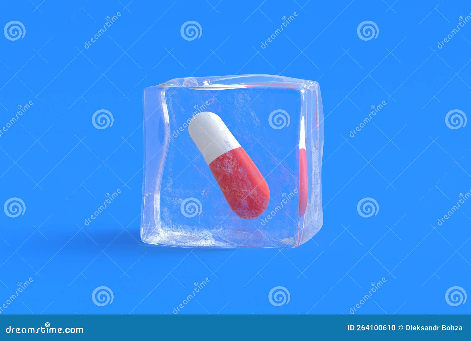 Pill in ice cube stock illustration. Illustration of frozen - 264100610