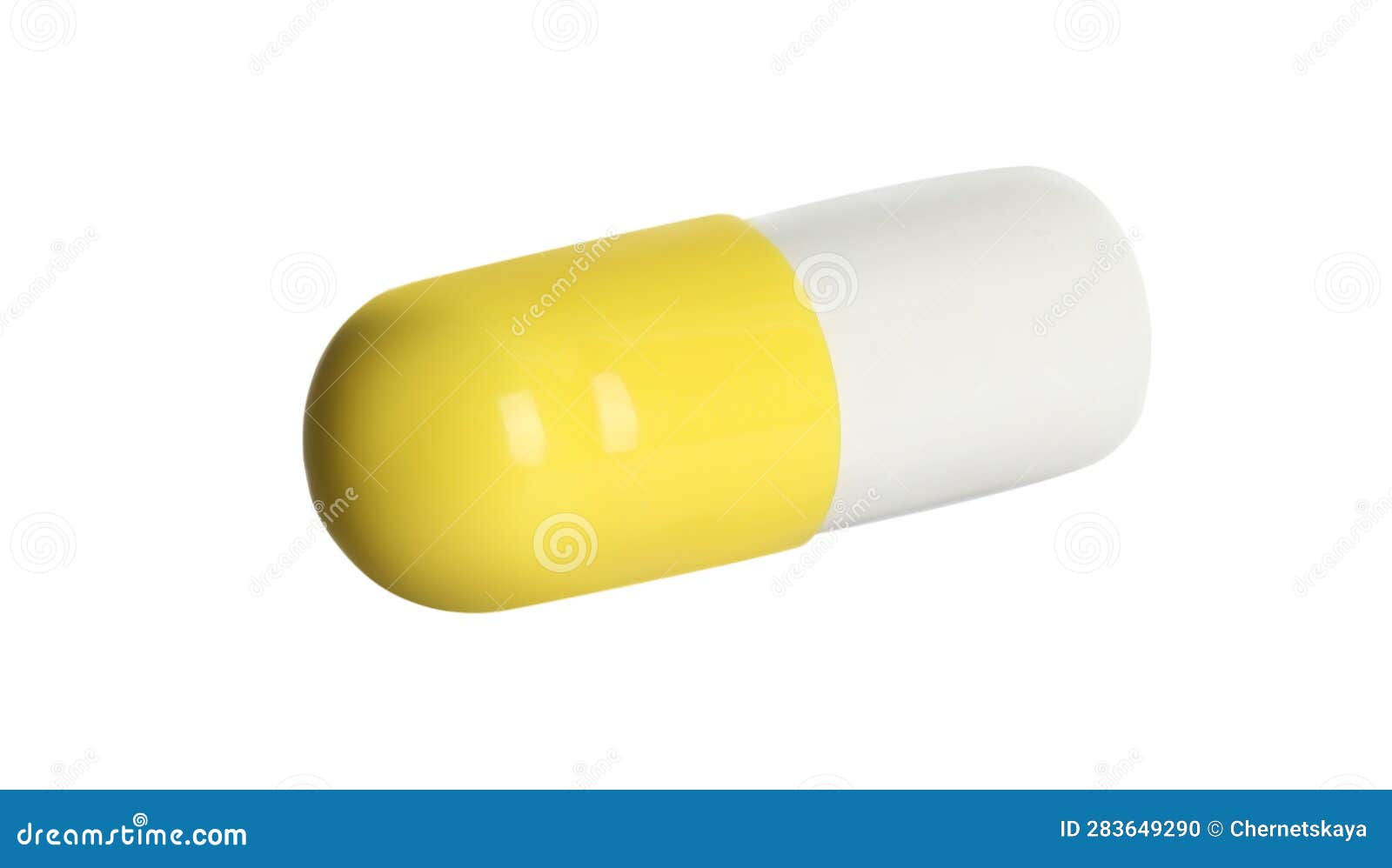 One Pill Isolated on White. Medicinal Treatment Stock Photo - Image of ...