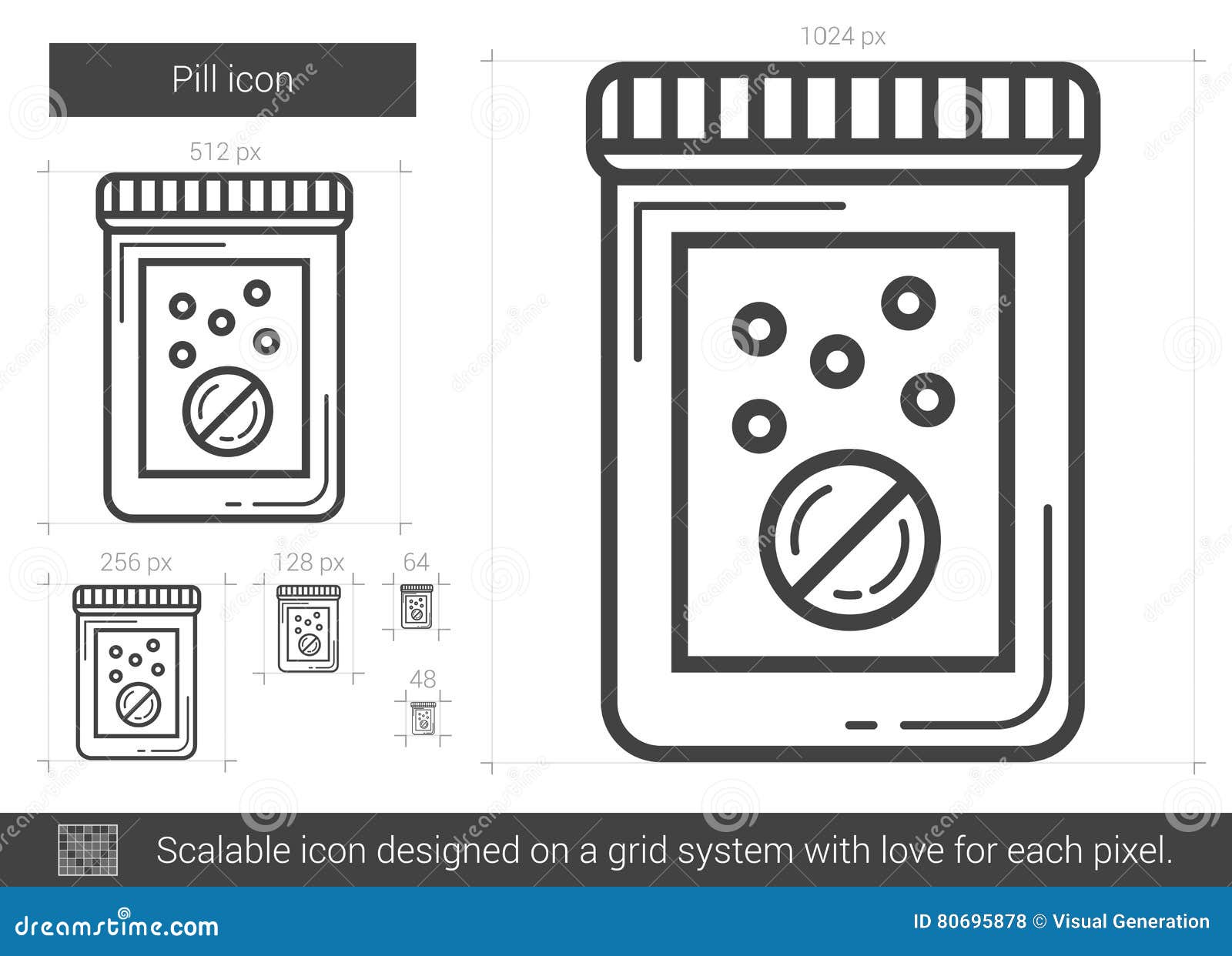 Pill line icon. stock vector. Illustration of background - 80695878