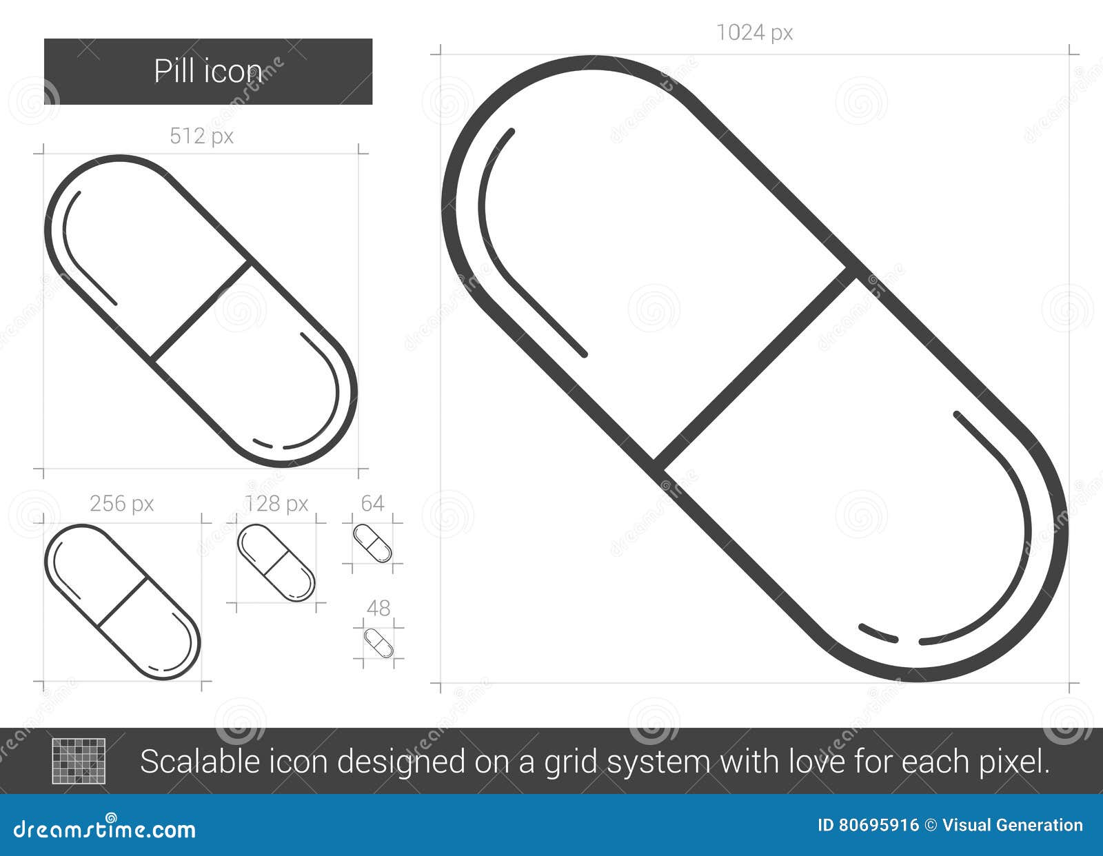 Pill line icon. stock vector. Illustration of killer - 80695916