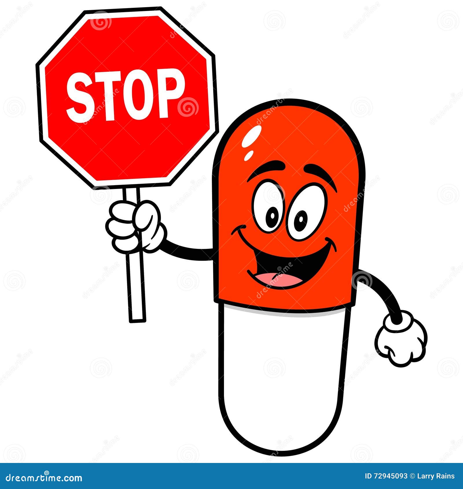 Pill Mascot with Stop Sign stock vector. Illustration of holding - 72945093