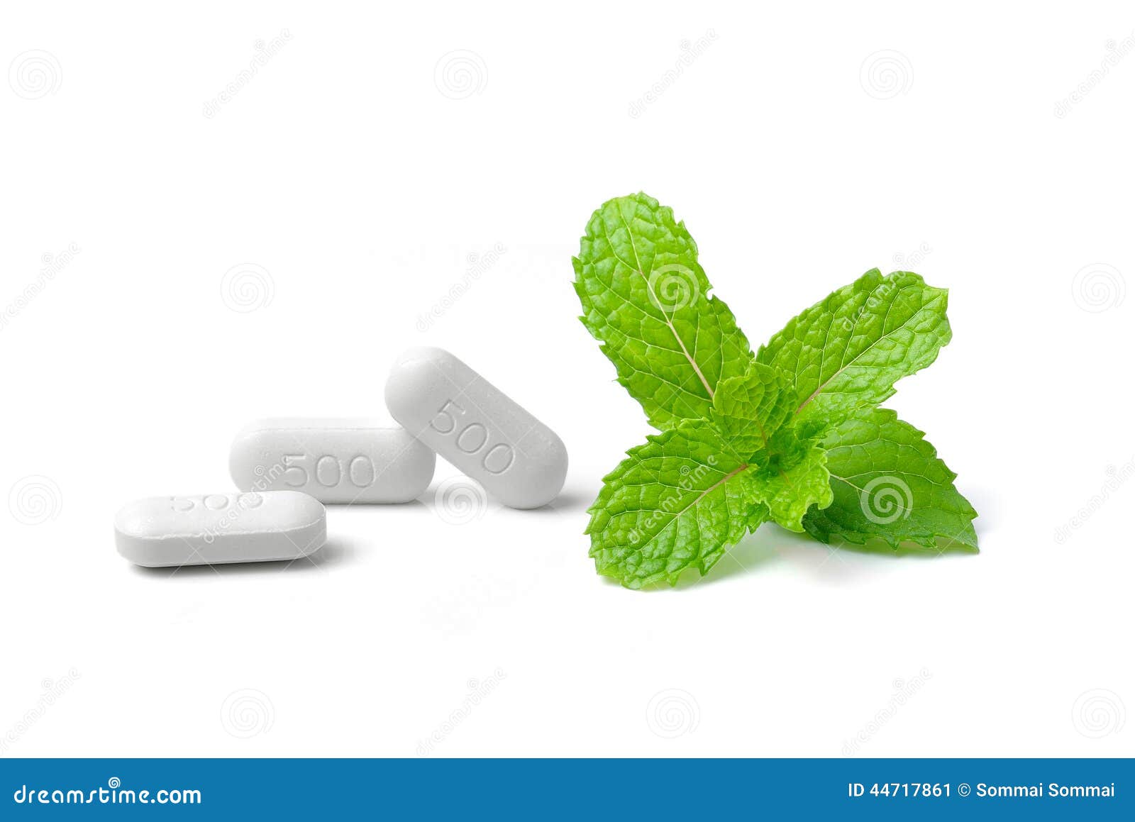Pill and Mint Isolated on White Background Stock Image - Image of ...