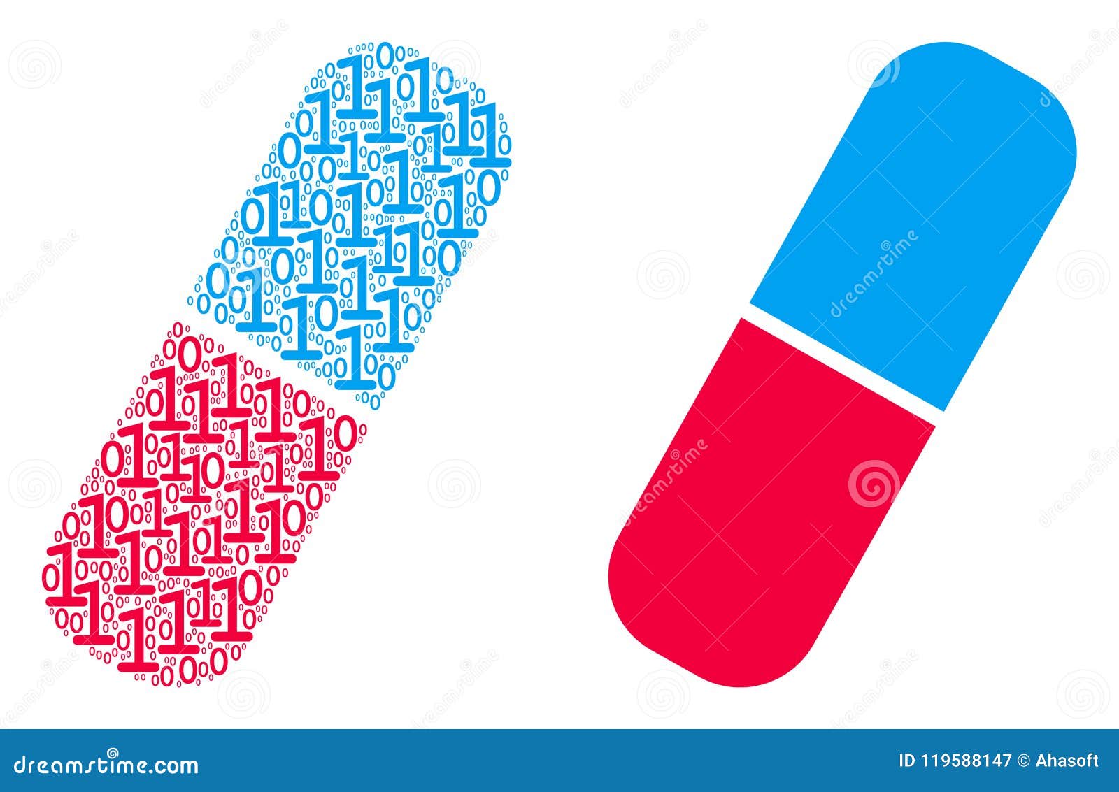 Pill Composition of Binary Digits Stock Vector - Illustration of ...