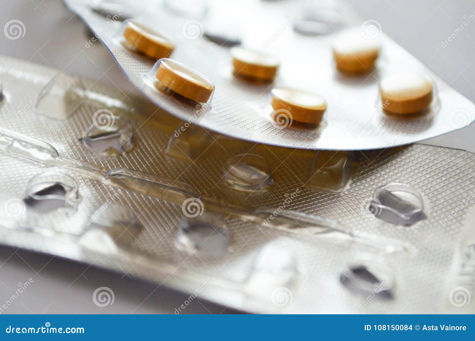 Pill Packages on White Background, Close Up Stock Photo - Image of copy ...