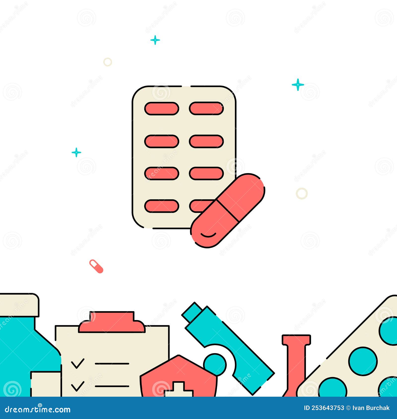Pill Packaging Filled Line Icon, Simple Vector Illustration Stock ...