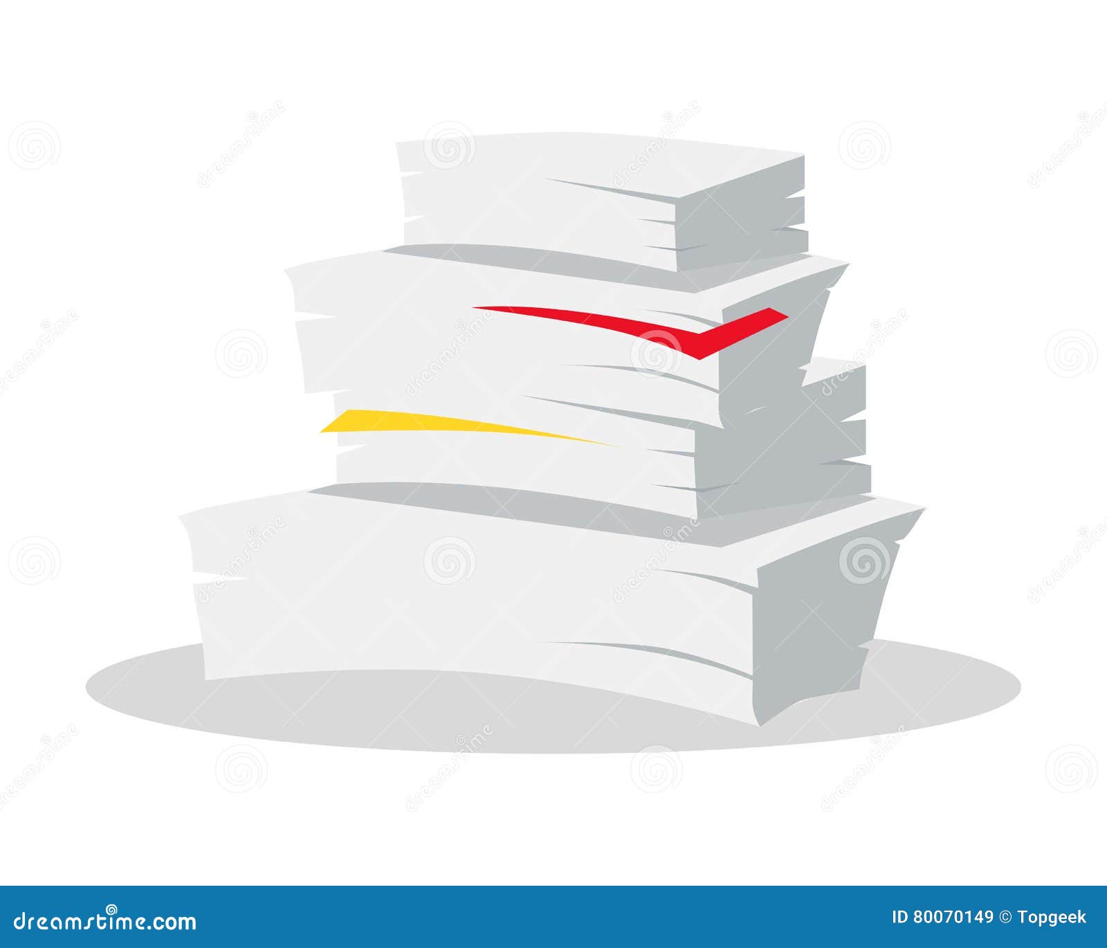 Stack Of Documents Vector Flat Design On White. Vector Illustration ...
