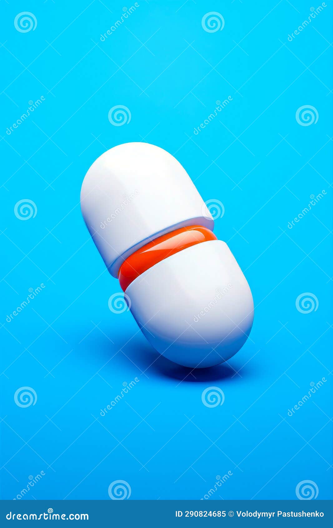Pill Pill with Red Cap on Blue Background. Generative AI Stock ...