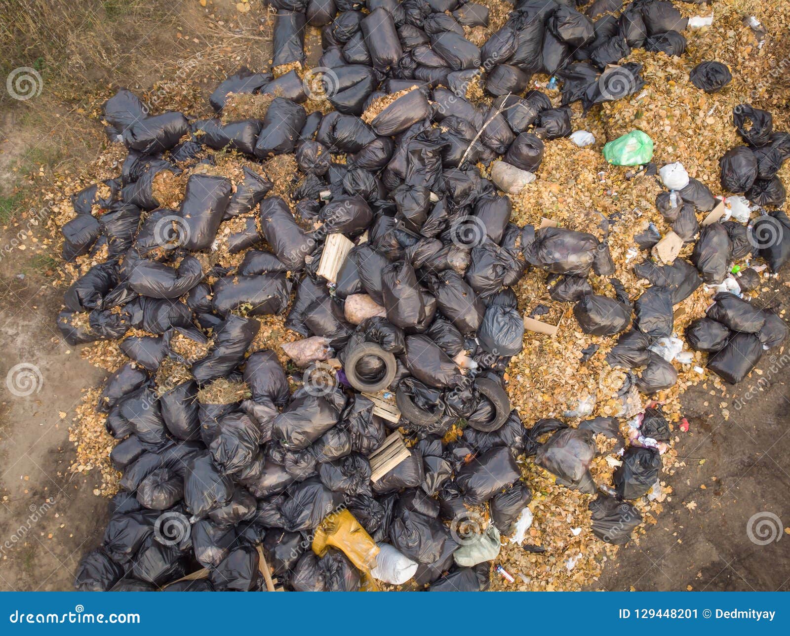 Pill of Plastic Bags with Garbage, Dumb Trash, Top View Stock Image ...
