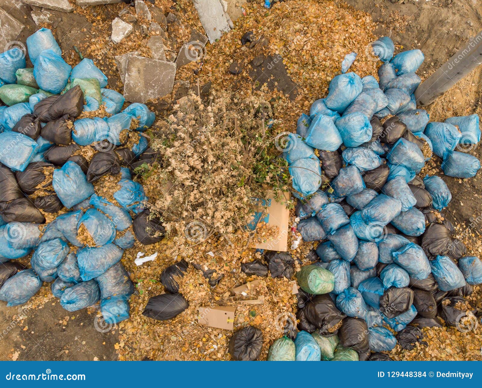 Pill of Plastic Bags with Garbage, Dumb Trash, Top View Stock Photo ...