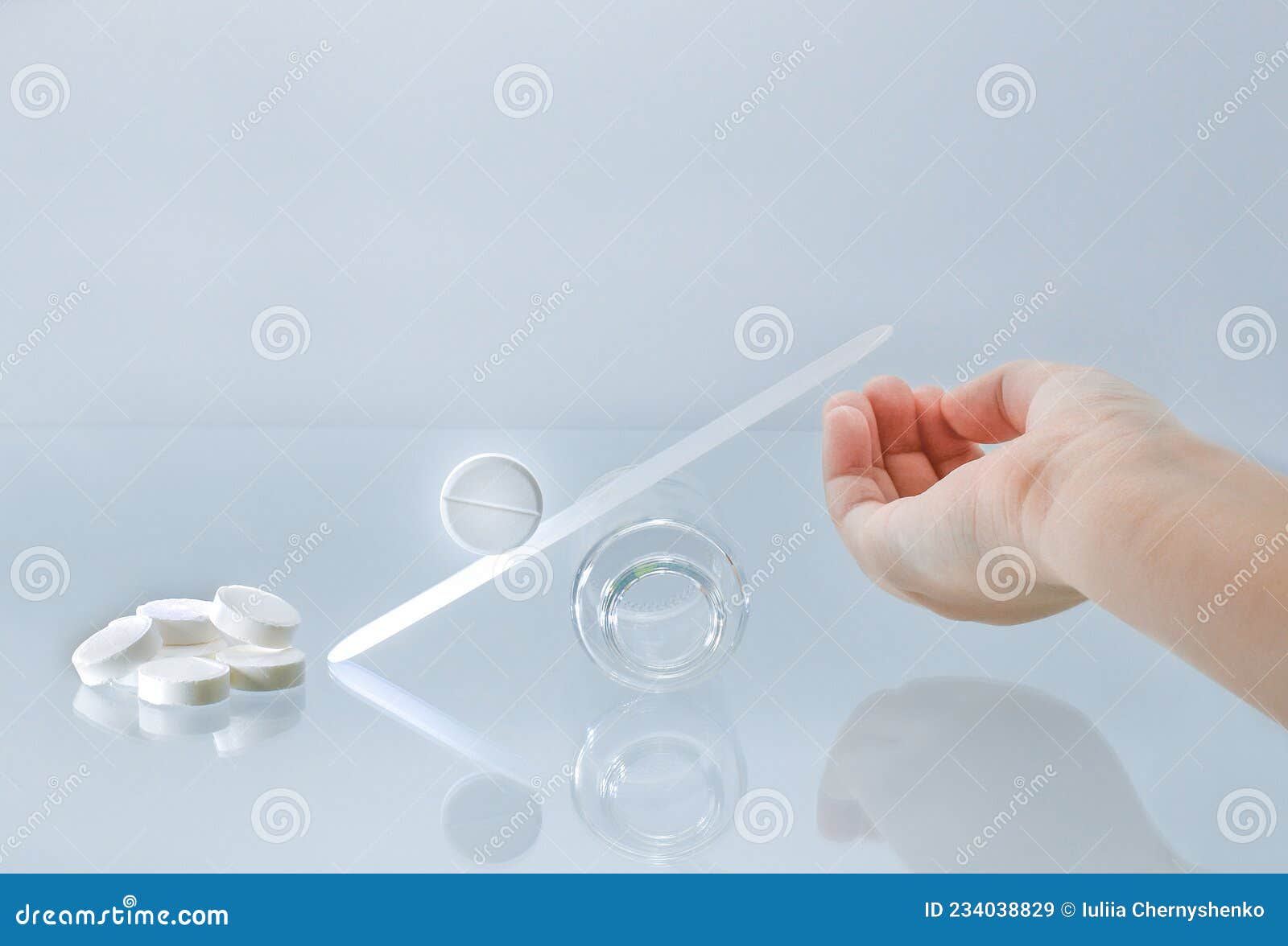 The Pill Rolls Down the Slide into the Palm of Your Hand. Stock Image ...