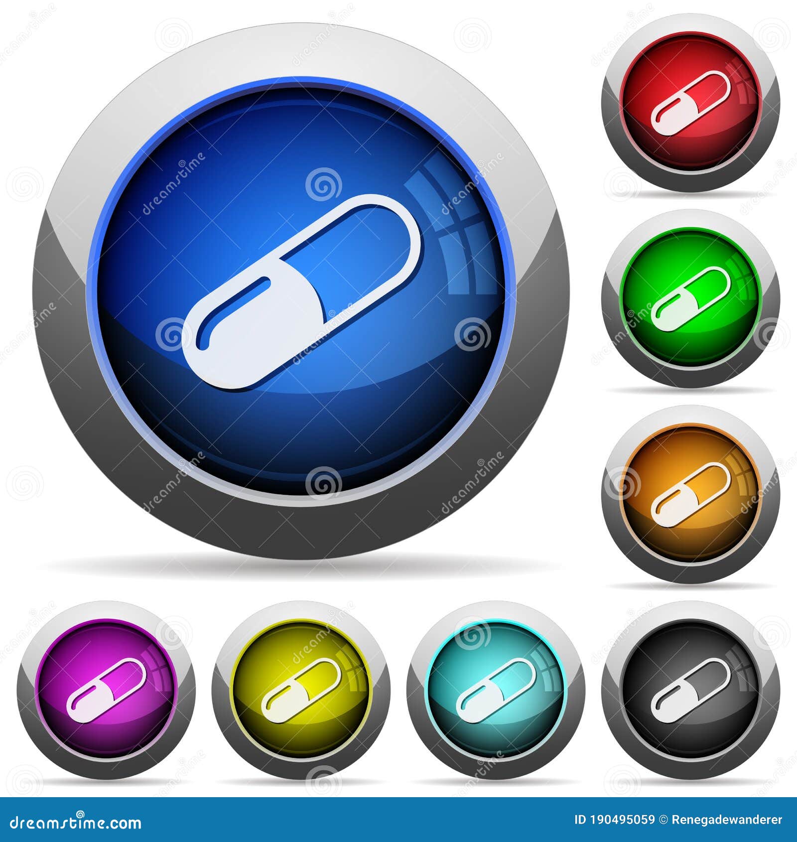 Pill round glossy buttons stock vector. Illustration of medical - 190495059