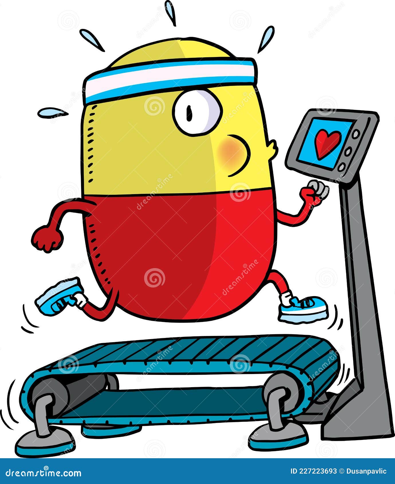 Pill Runs and Trains on Treadmills Stock Vector - Illustration of ...
