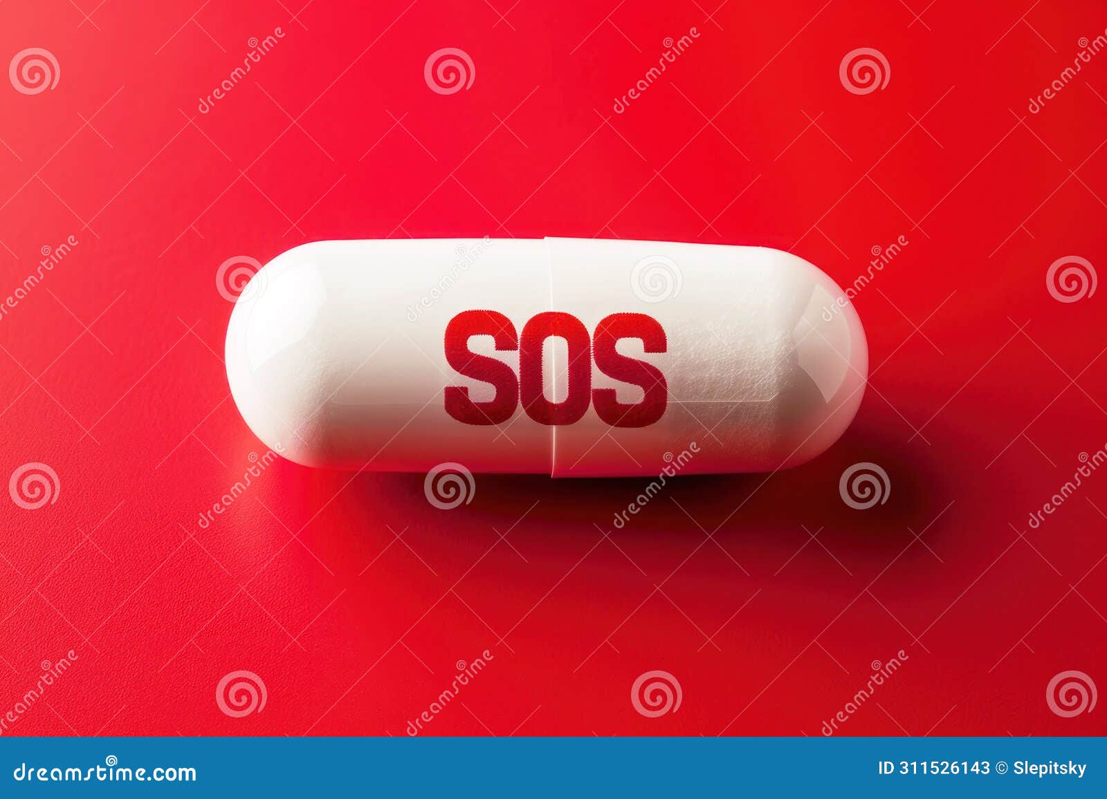 A Pill with SOS Text on a Red Background Stock Image - Image of alert ...