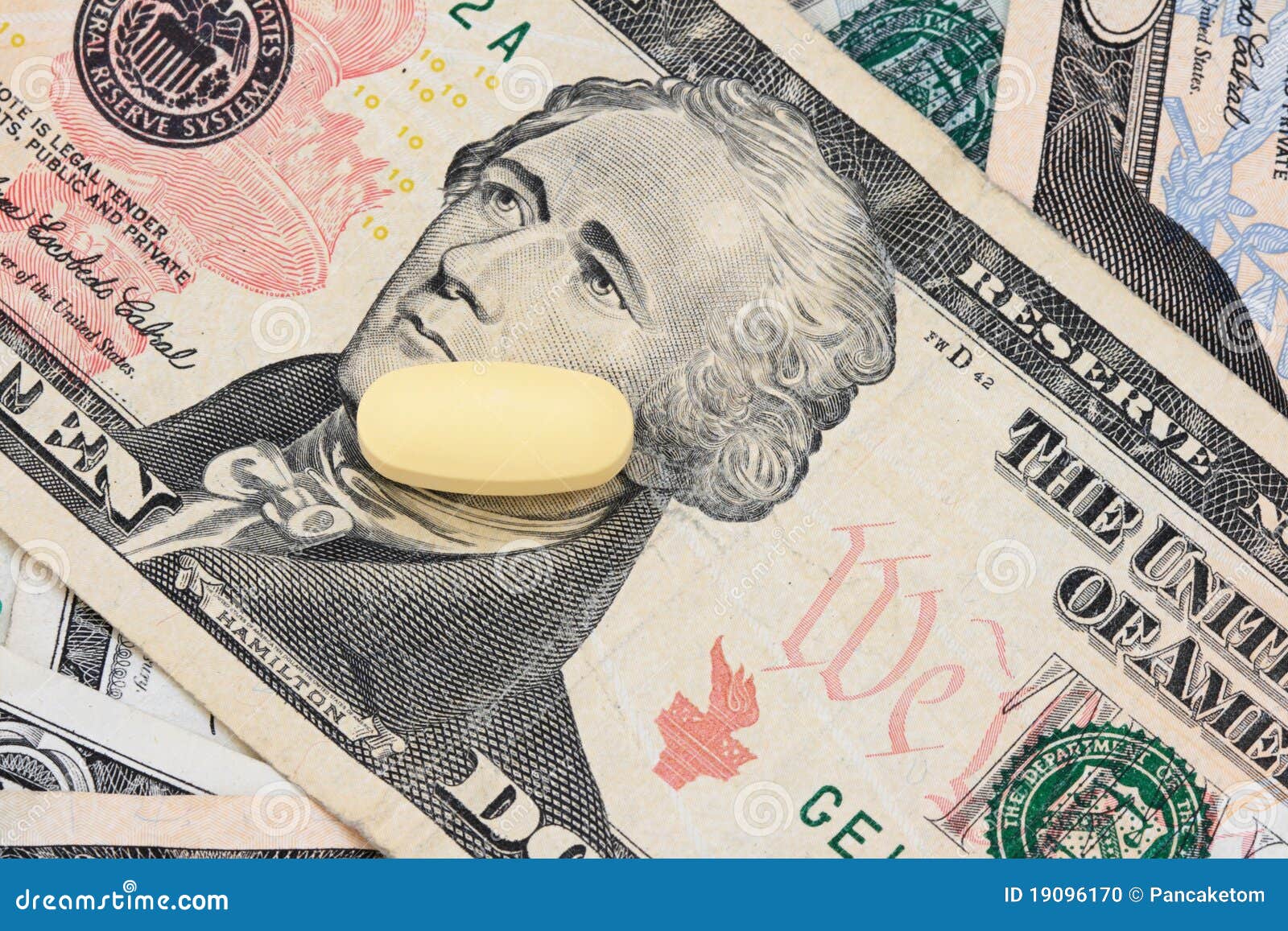 Pill on US money stock photo. Image of bills, close, states - 19096170