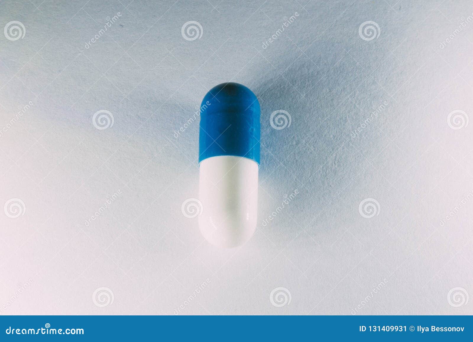 Pill White and Blue Close Up. Capsule Medication Stock Image - Image of ...