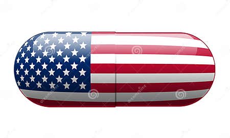 Pill wrapped in a US Flag stock illustration. Illustration of danger ...