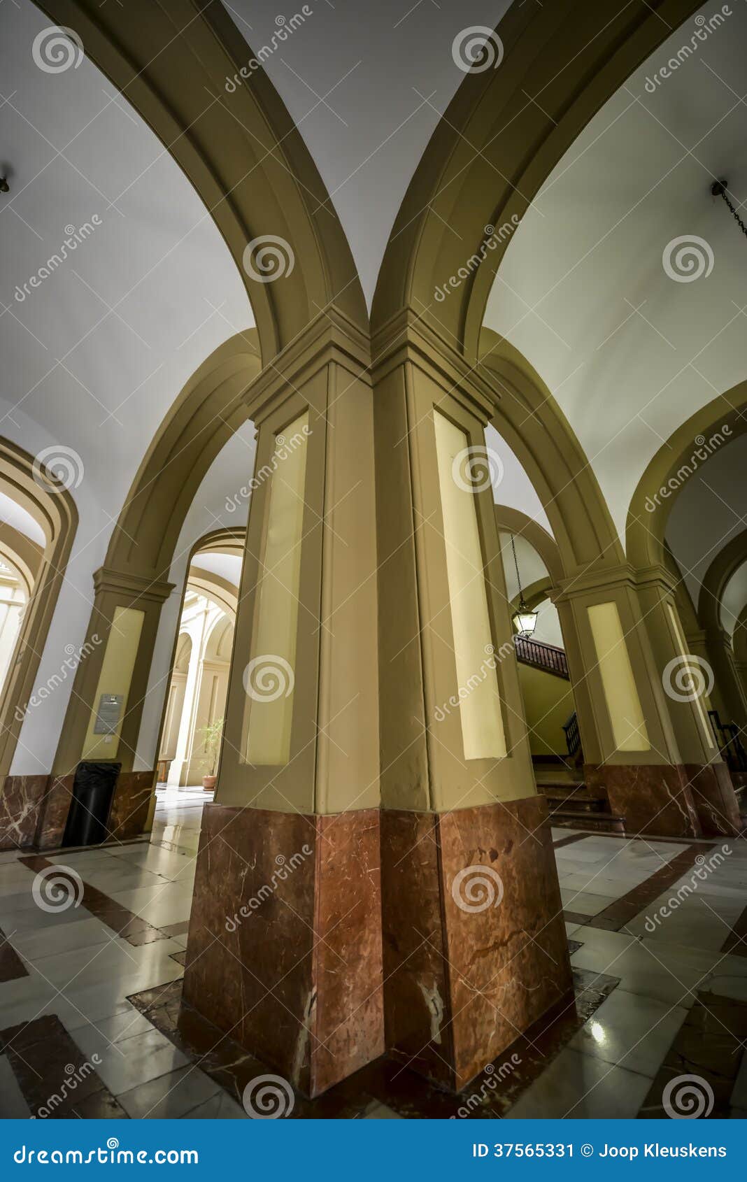 Pillar and Arch in Old Building Stock Image - Image of interior, yellow ...