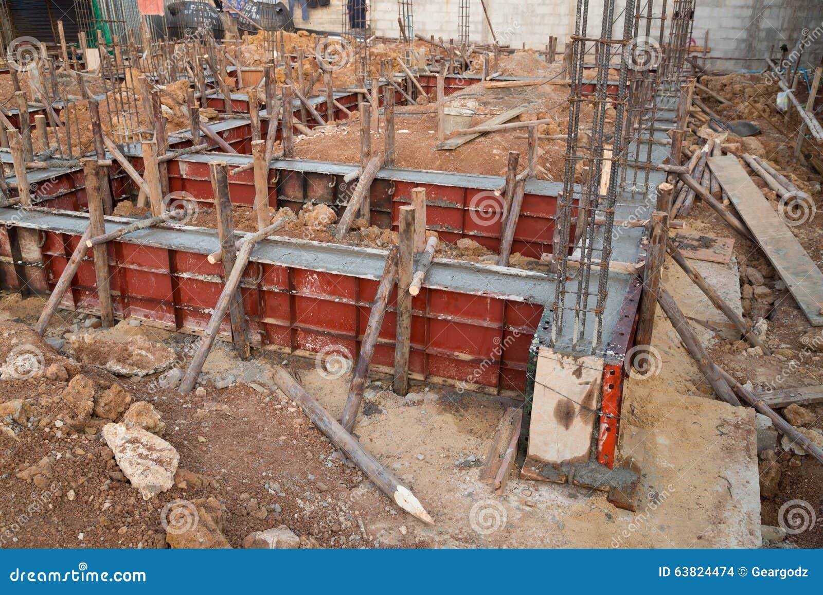 Pillar and Beam Being Constructed at Construction Site Stock Photo ...