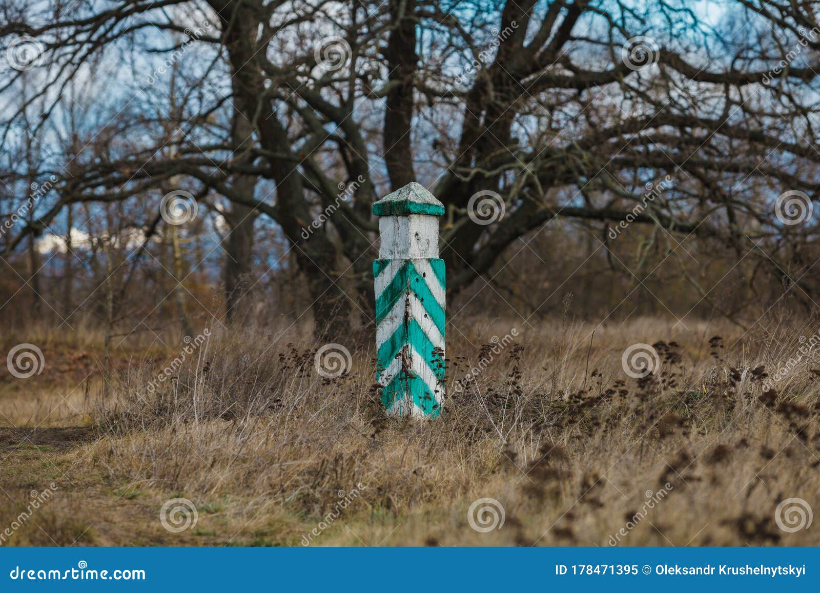 Pillar on the Border in the Forest Stock Image - Image of vintage ...
