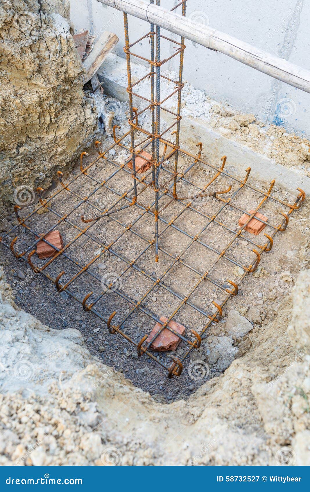 Pillar Cement with Steel Rod in Construction Stock Image - Image of ...