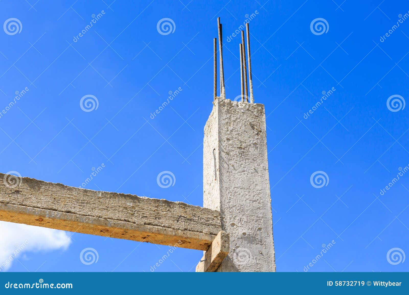 Pillar Cement with Steel Rod in Construction Stock Image - Image of ...