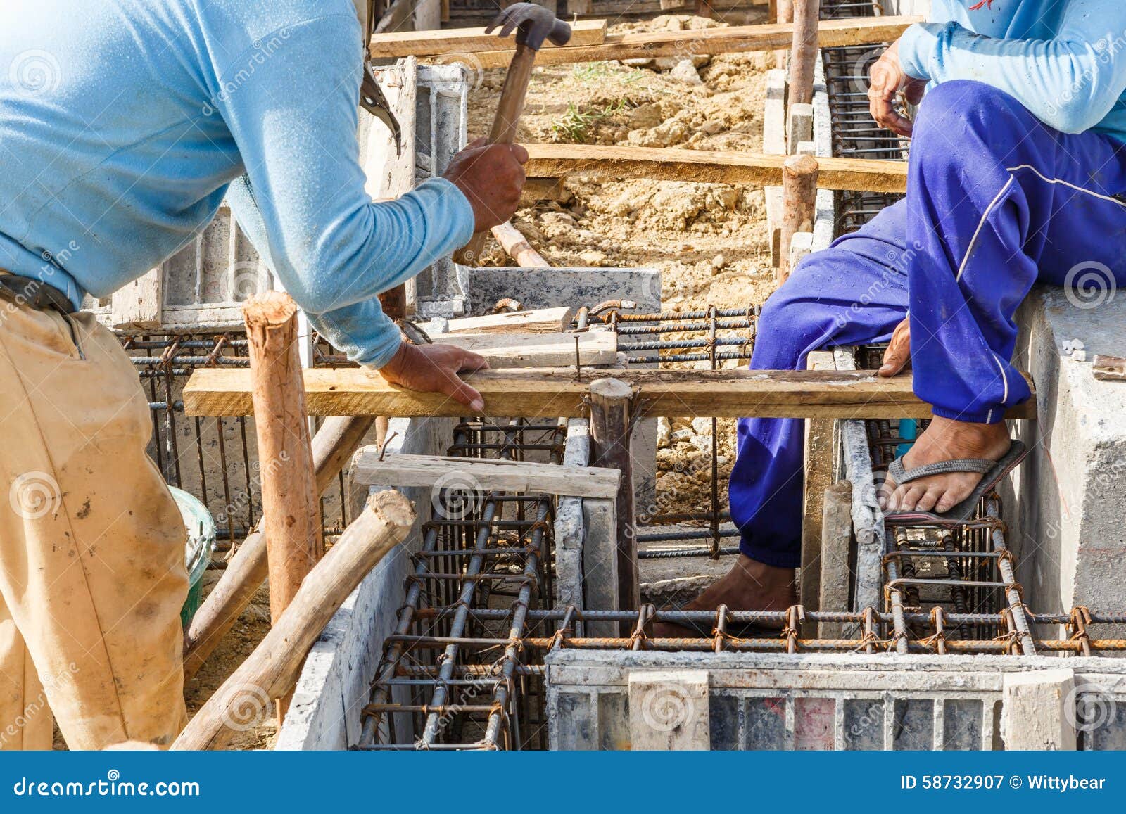 Pillar Cement with Steel Rod in Construction Stock Image - Image of ...