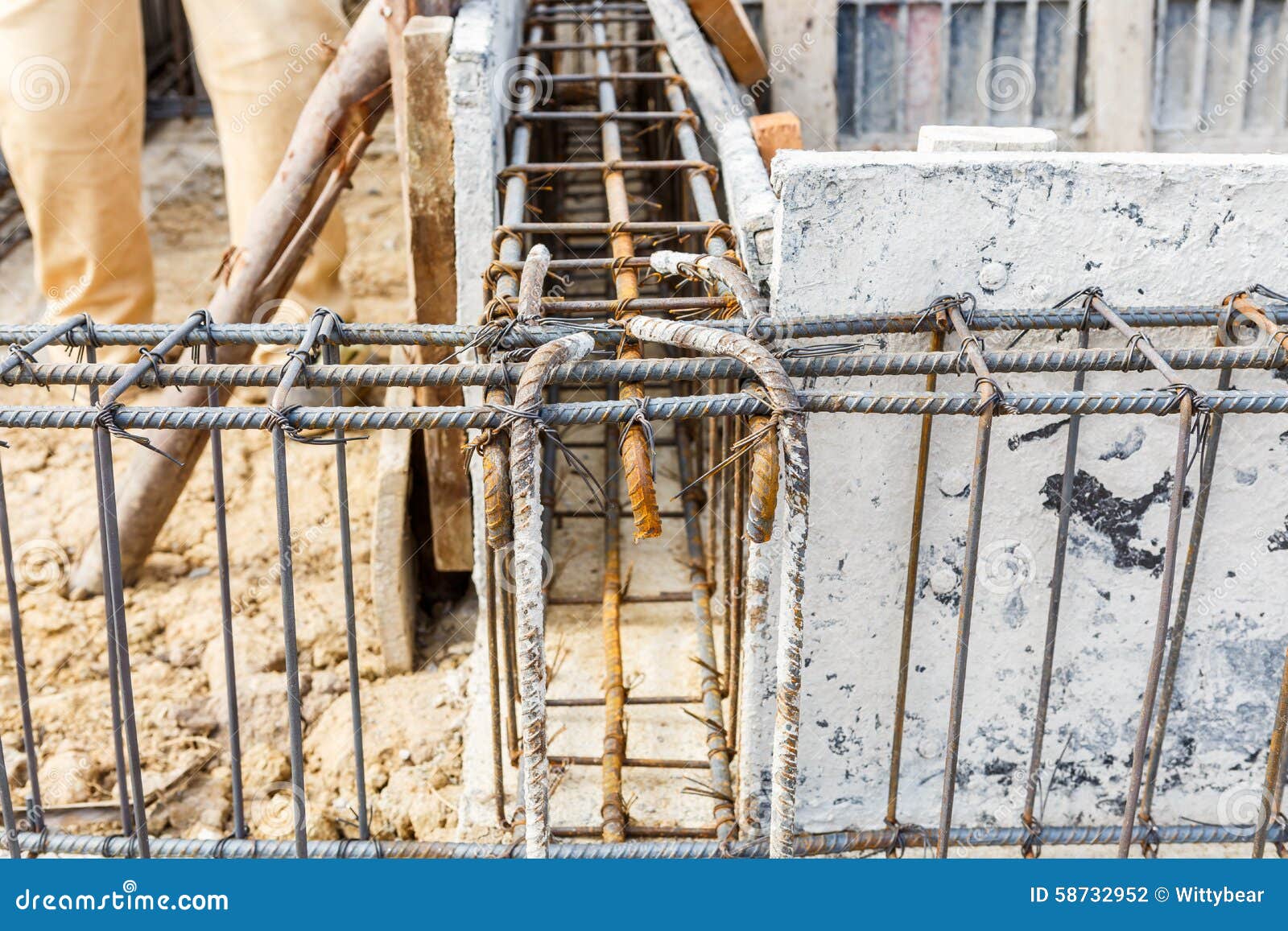 Pillar Cement with Steel Rod in Construction Stock Photo - Image of ...
