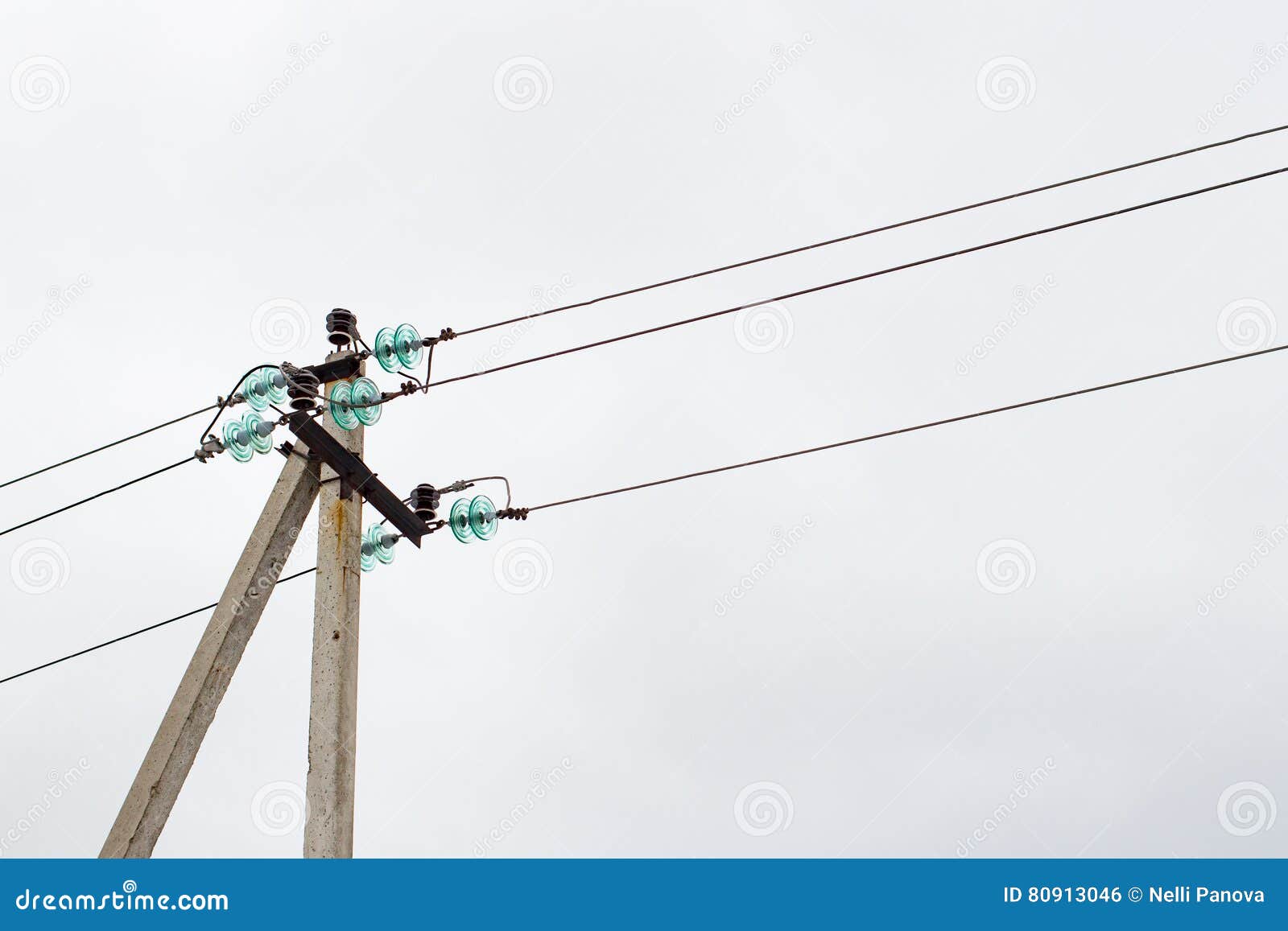 Pillar Electricity Wire on the Background of Sky Stock Photo - Image of ...