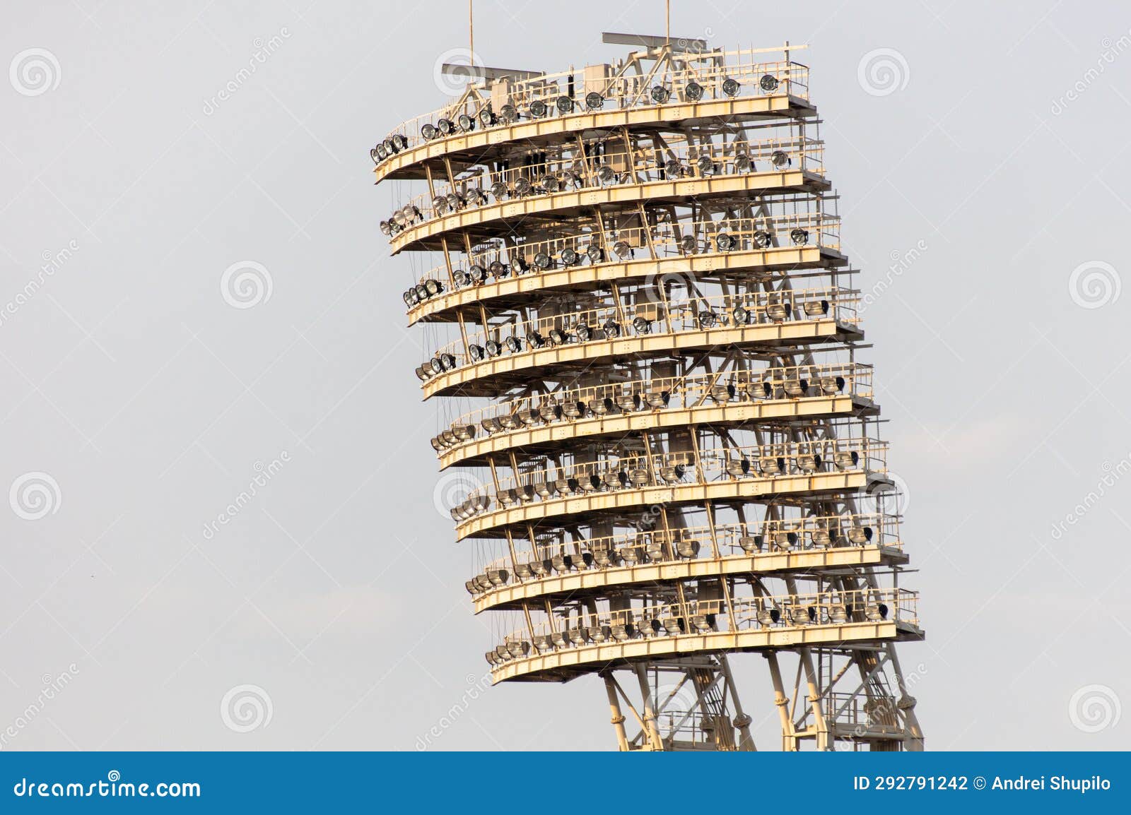 A Pillar with Floodlights at the Stadium Stock Photo - Image of field ...