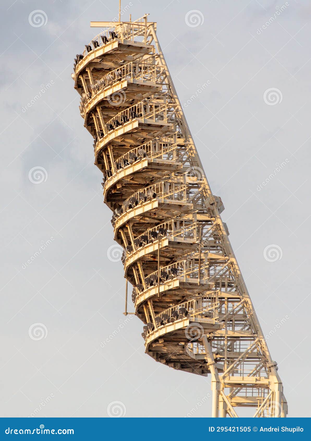 A Pillar with Floodlights at the Stadium Stock Image - Image of pole ...