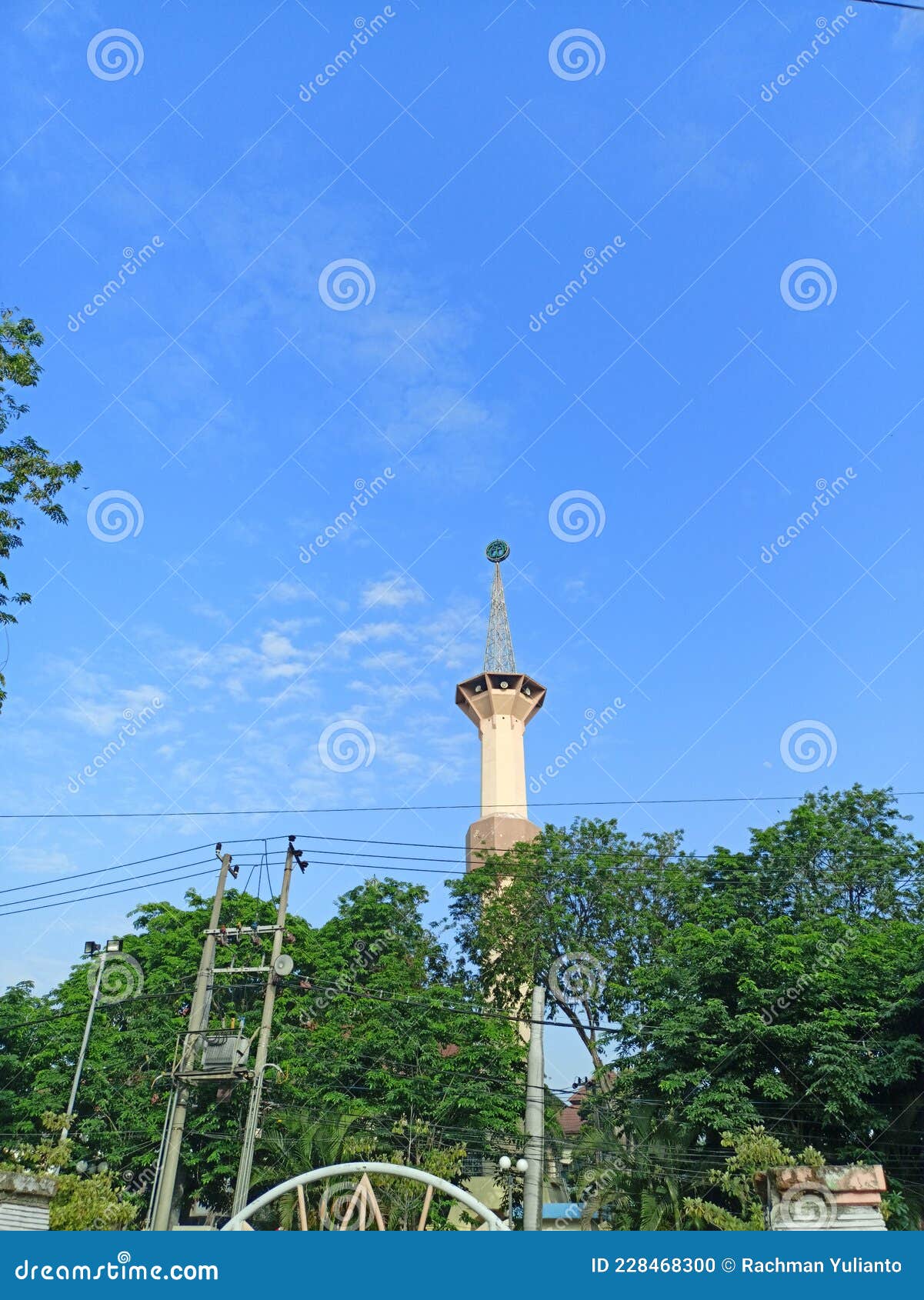 The Pillar of the Great Mosque in Sidoarjo, East Java, Indonesia with a ...
