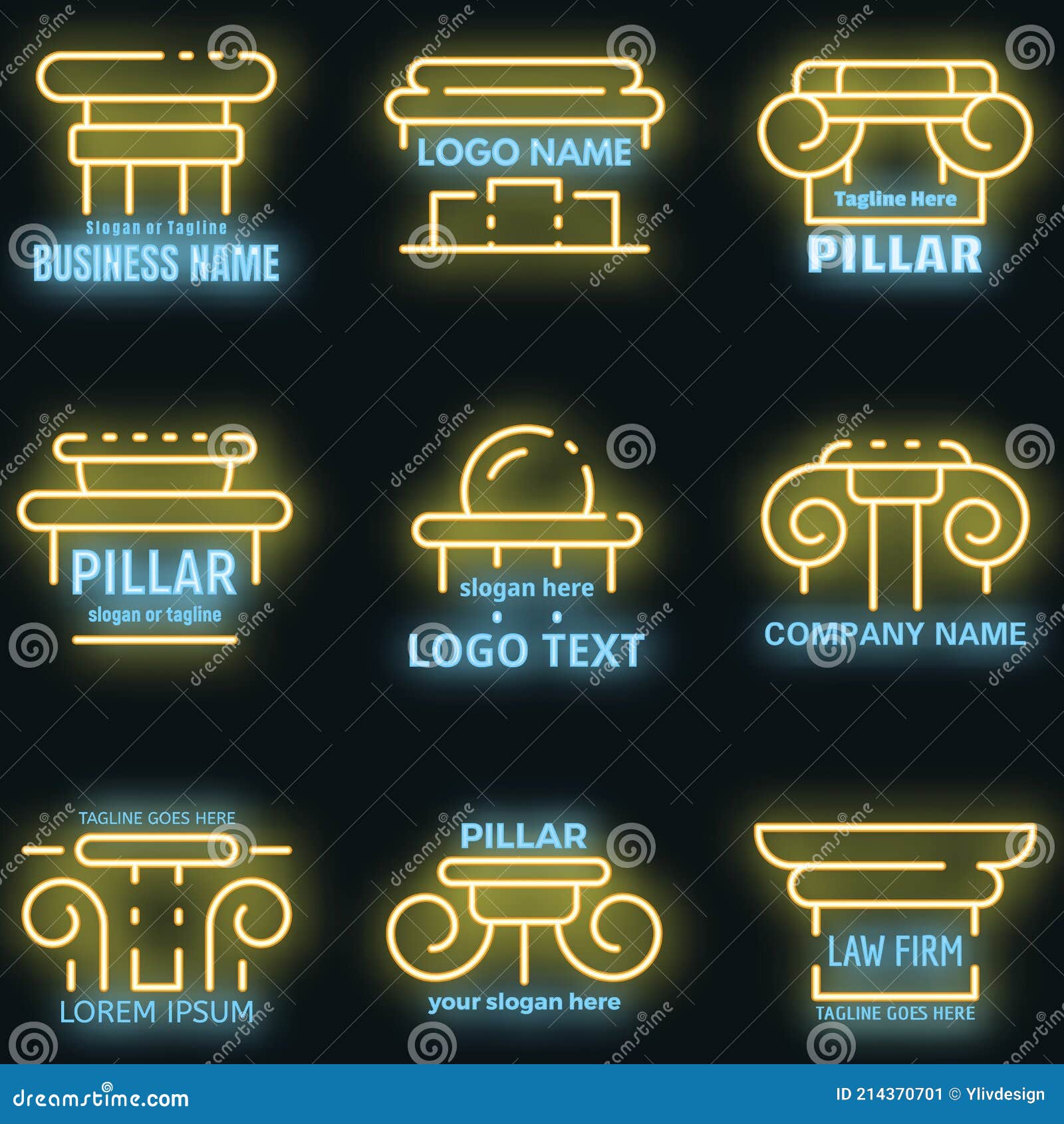 Pillar Icons With Long Shadow Cartoon Vector | CartoonDealer.com #115272553