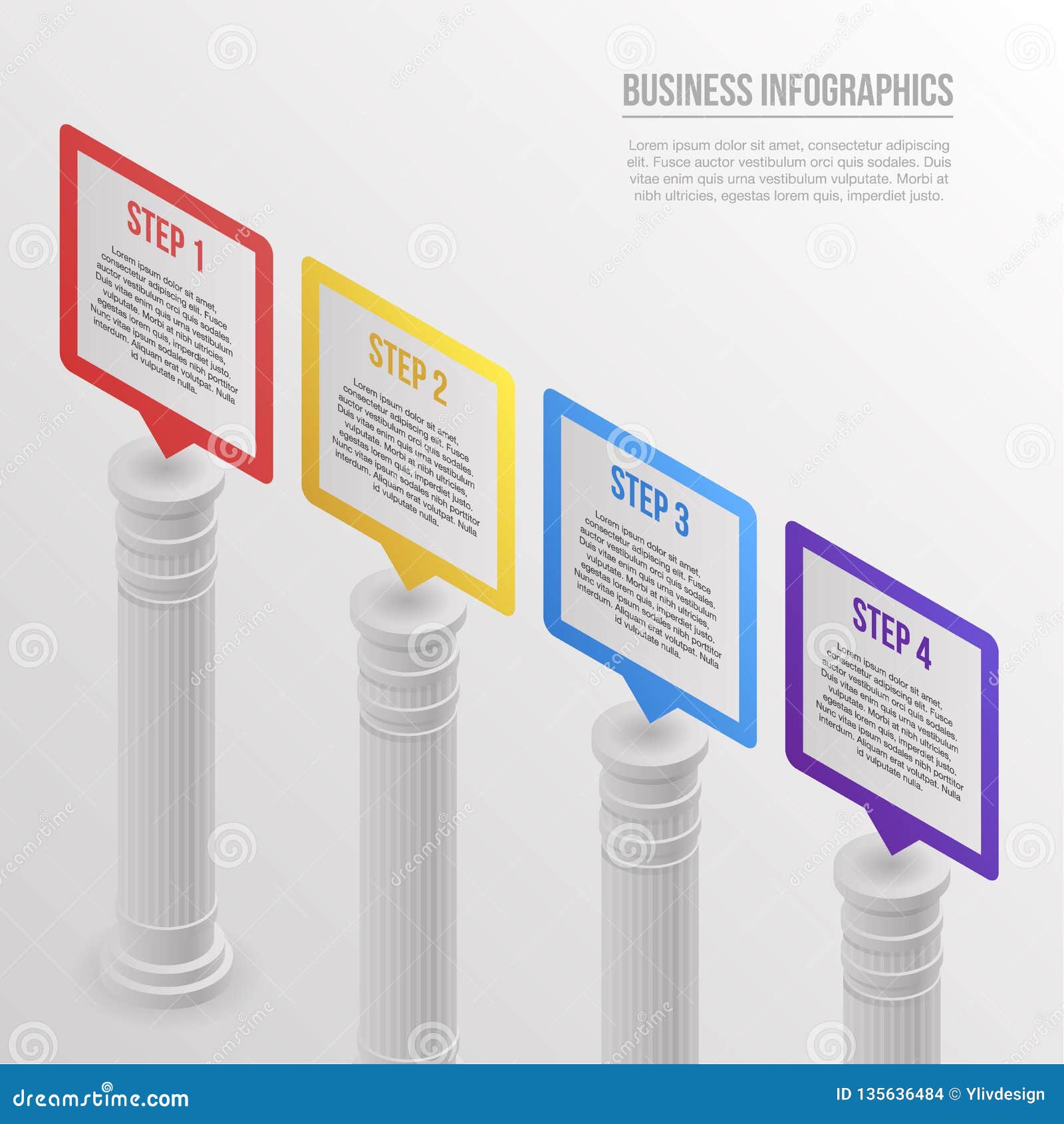 Pillar Infographic, Isometric Style Stock Vector - Illustration of ...