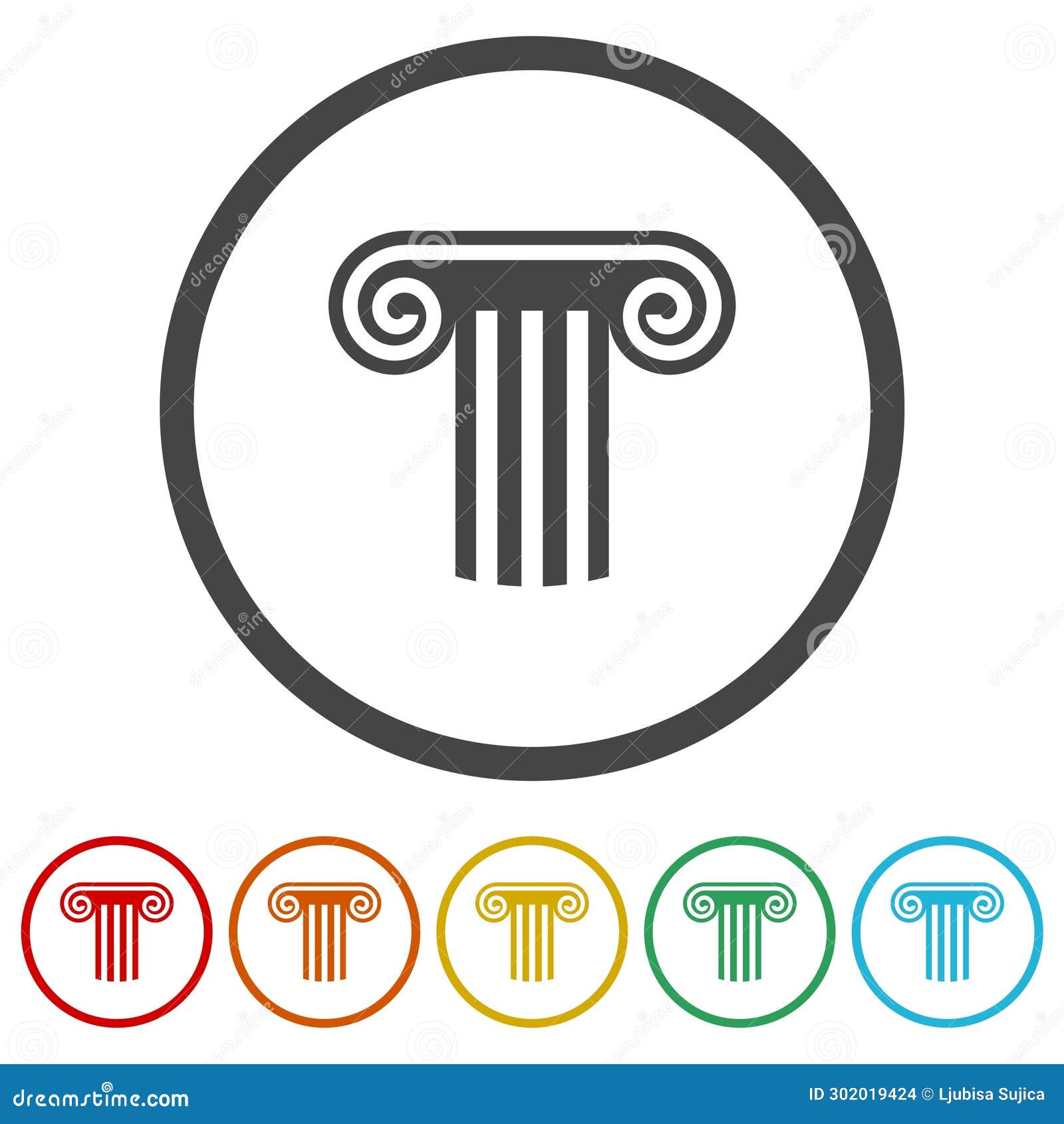 Pillar Logo Template Icon. Set Icons in Color Circle Buttons Stock ...