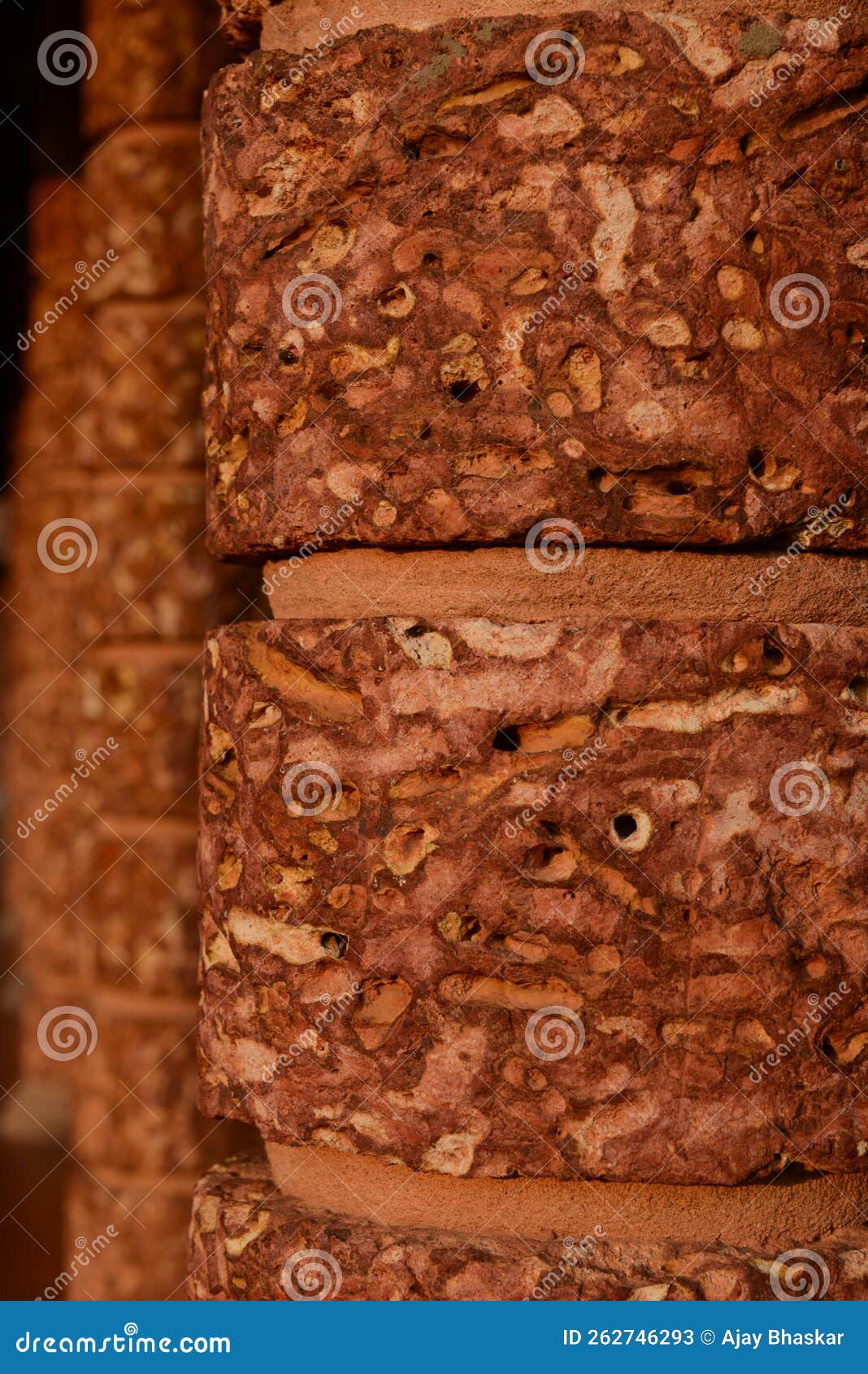 A Pillar Made of Red Laterite Stone Stock Image - Image of brick ...
