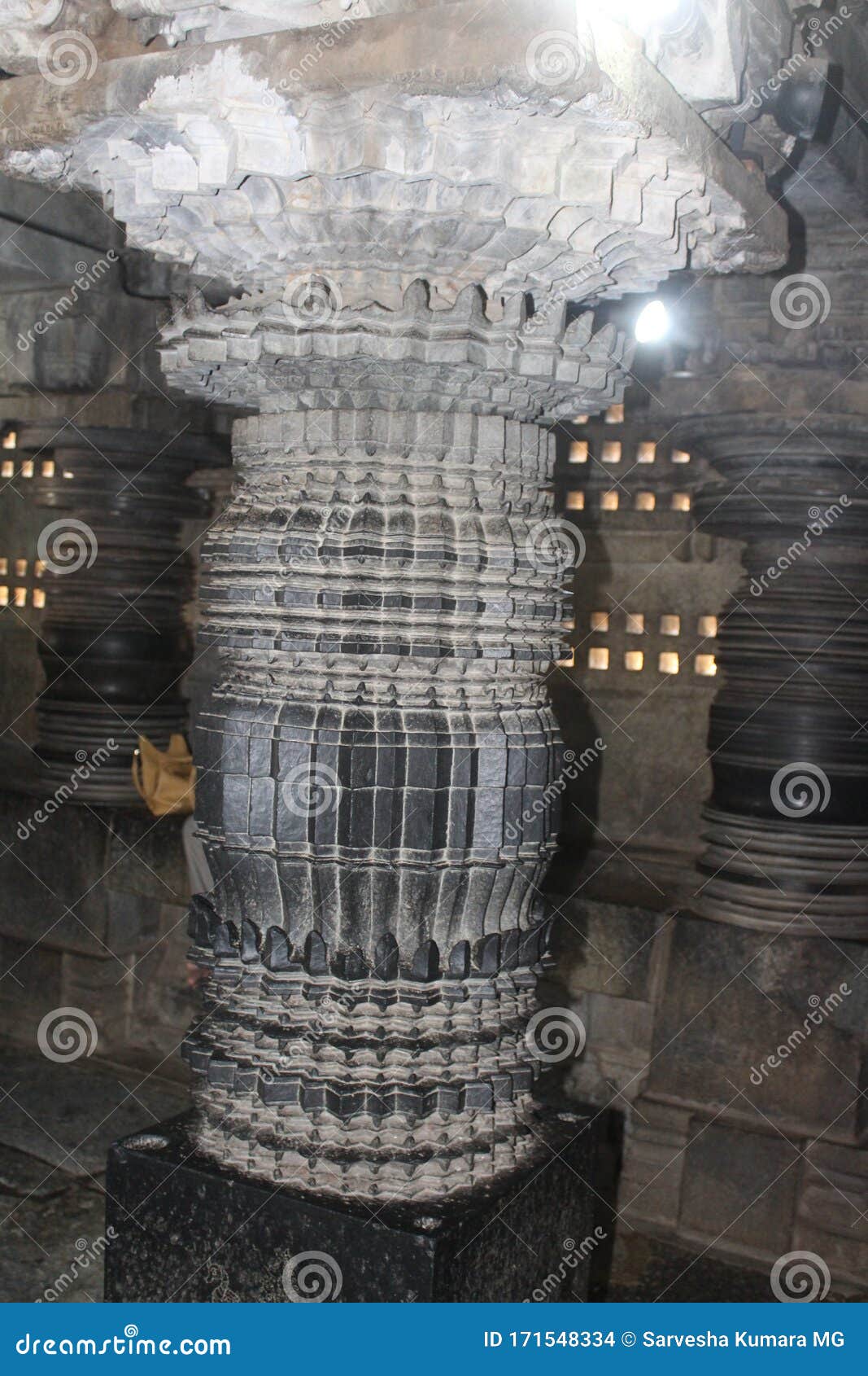 A Pillar in a Monument of an Ancient Indian Temple. Difficult Circular ...