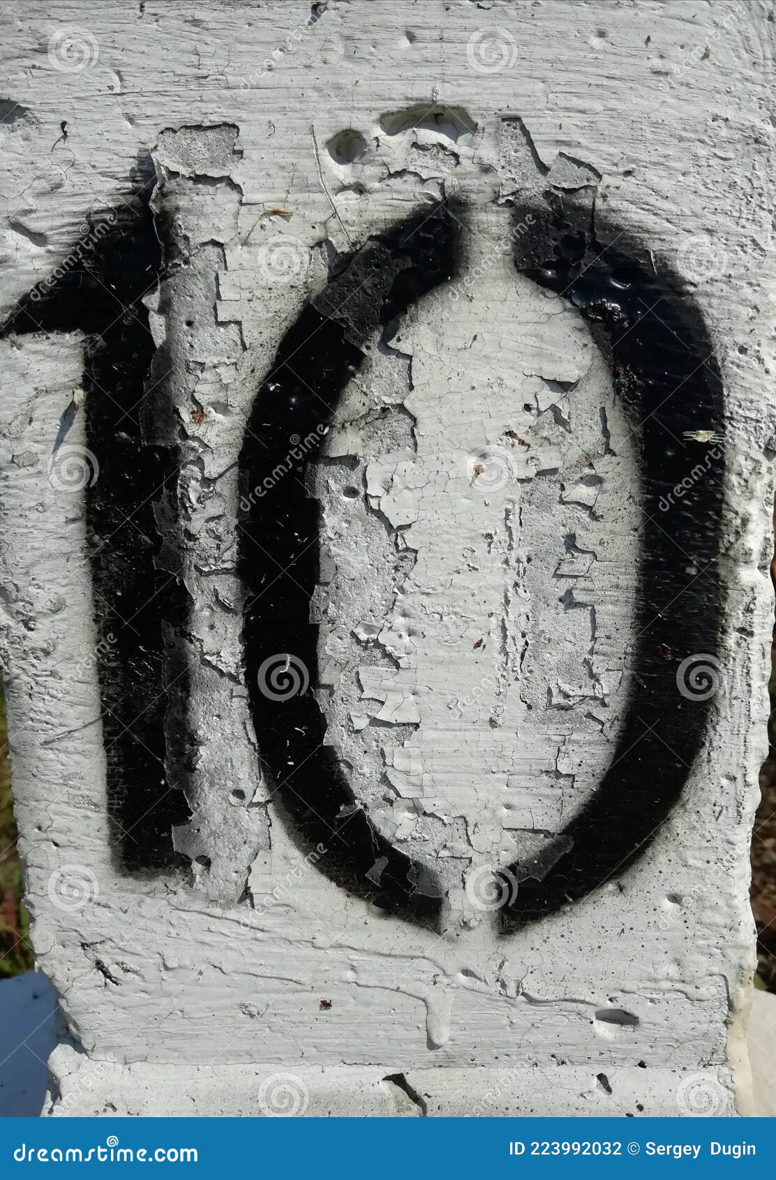 Pillar with number 10 stock photo. Image of drawing - 223992032